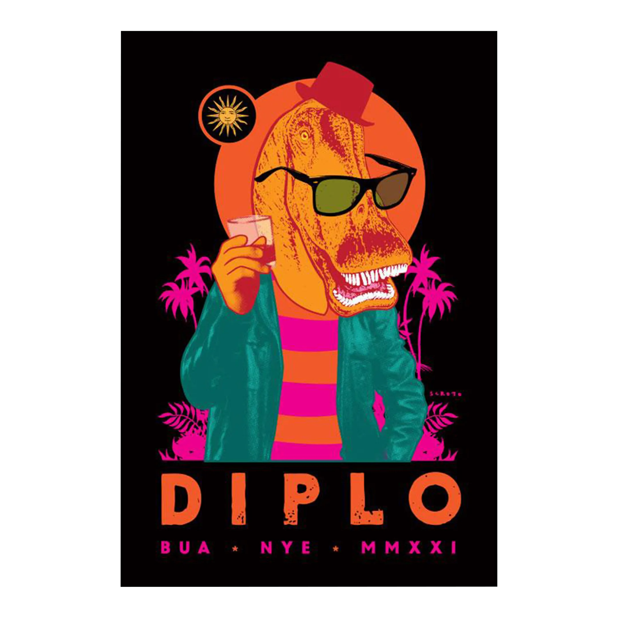 2021 American Concert Poster - Diplo at Belly Up (Dinosaur With Glasses ...