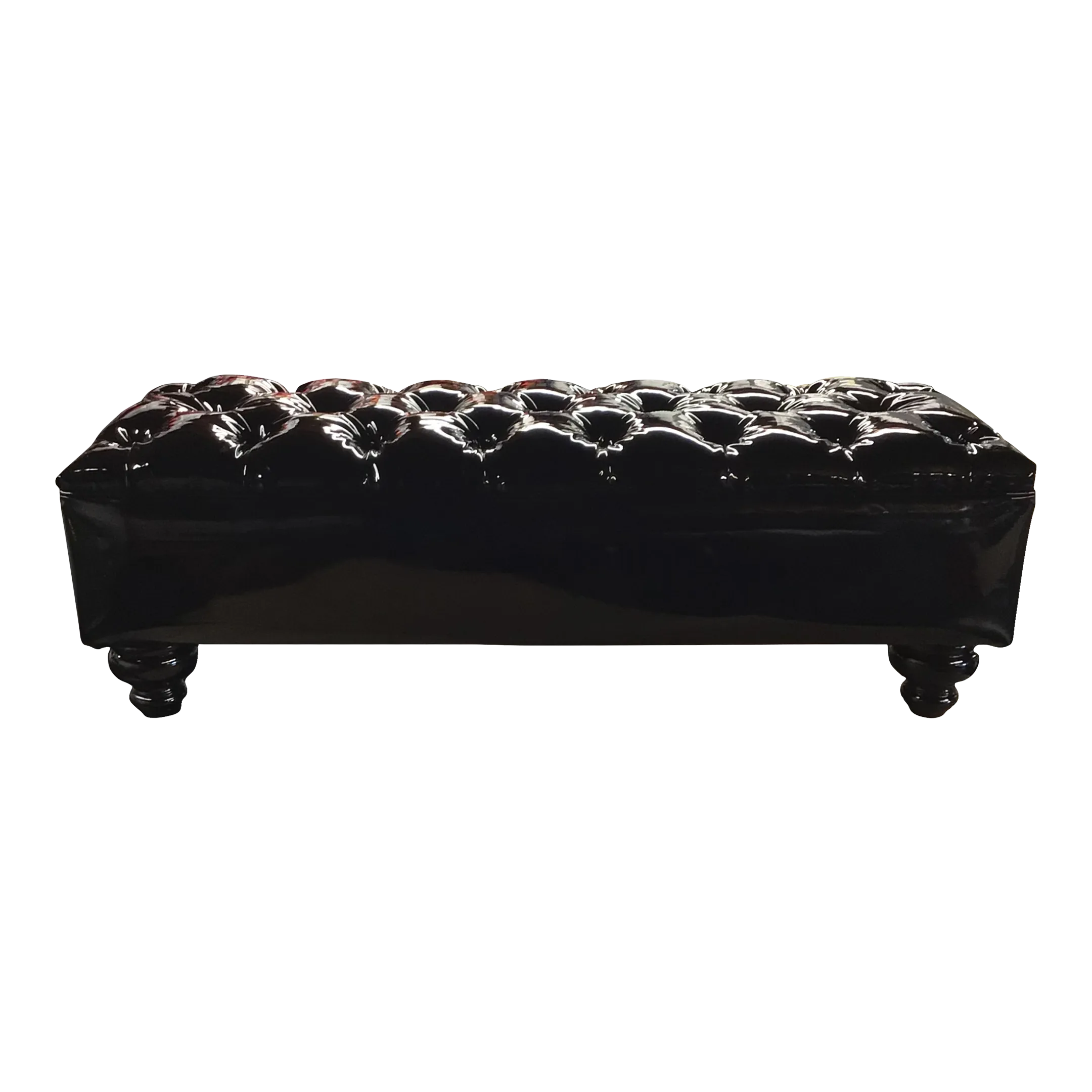 Wicked Elements Black Tufted Patent Leather Bench | Chairish