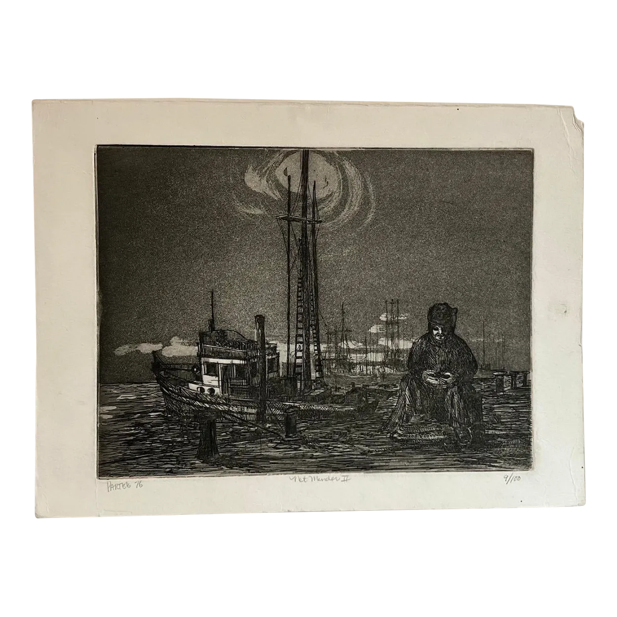 John Irwin Friedman Aka Partee "Net Mender" Etching C.1976 | Chairish