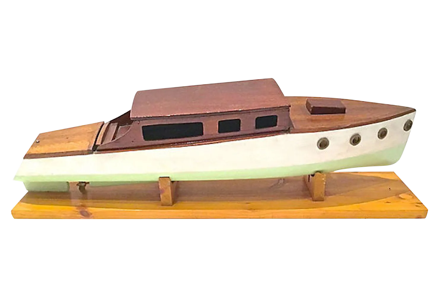Vintage Nautical Handcrafted Model Speedboat | Chairish