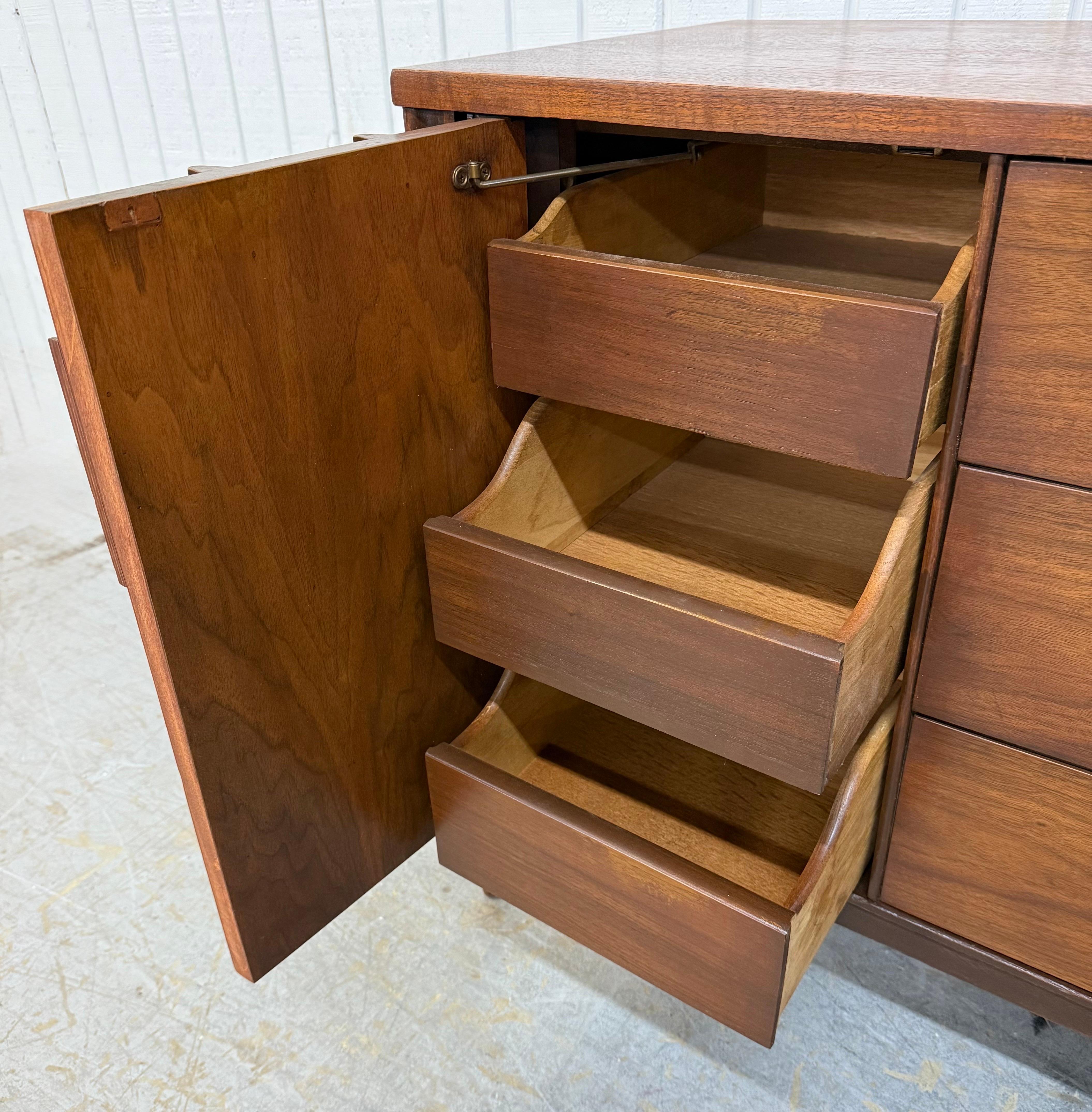 Mid-Century Modern Kent Coffey Perspecta 12-Drawer Walnut Dresser