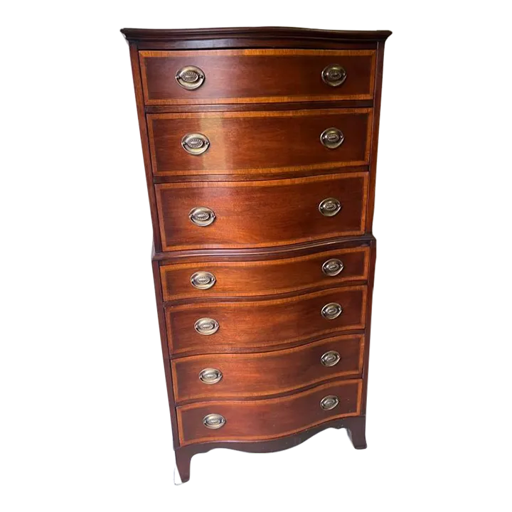 Early 20th Century Federal Style Banded Mahogany Inlaid Tall Chest by ...