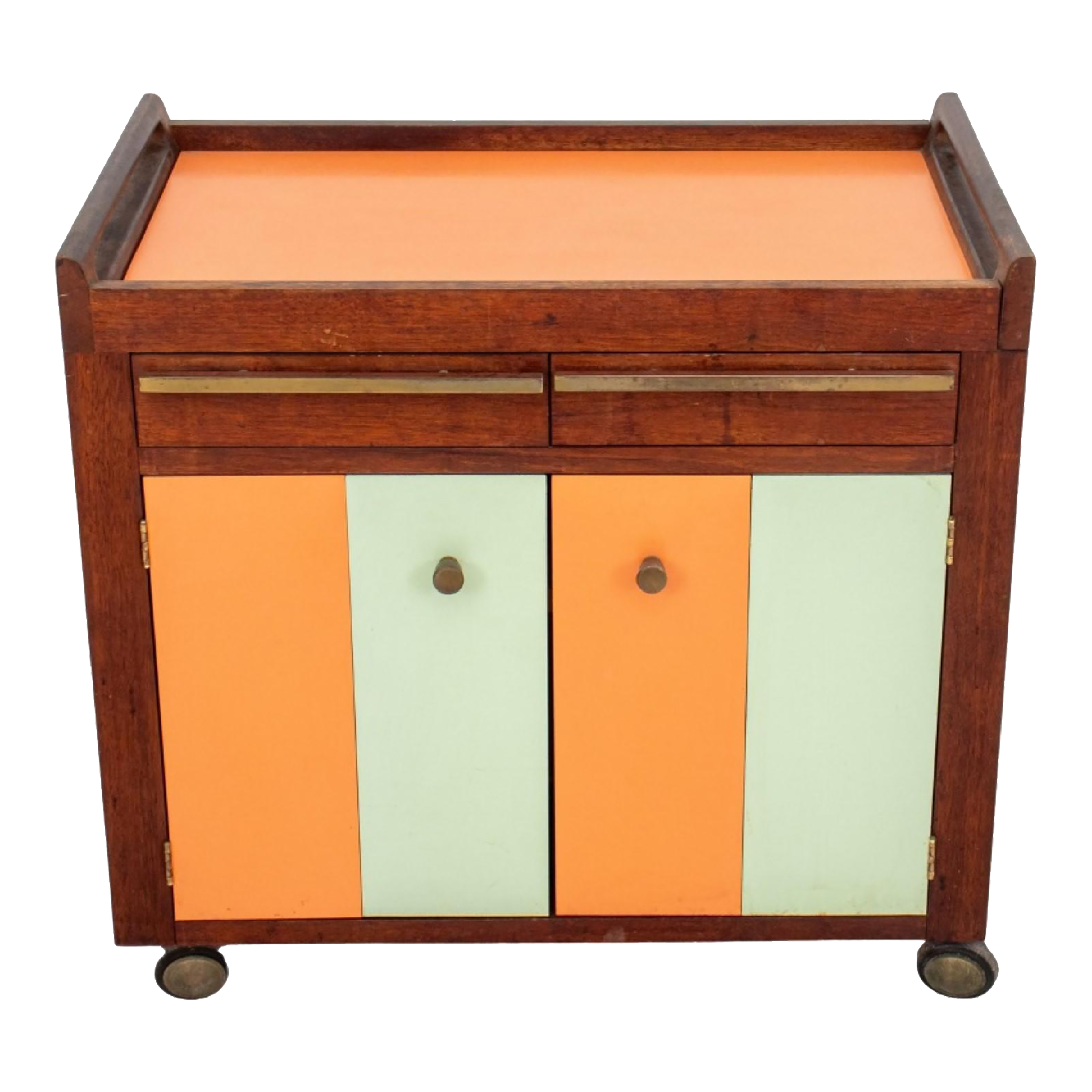 Mid-Century Modern Walnut Expanding Serving Cart | Chairish