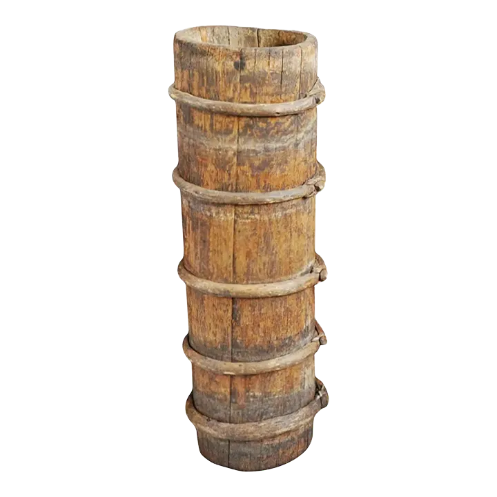 Antique Butter Churn Wood Pot | Chairish