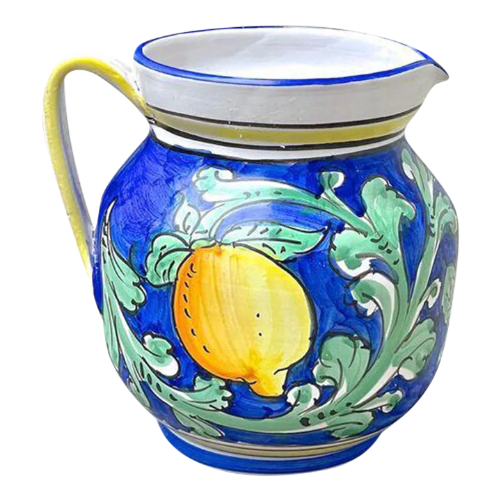 Vintage Italian Lemon & Acanthus Leaf Pitcher | Chairish