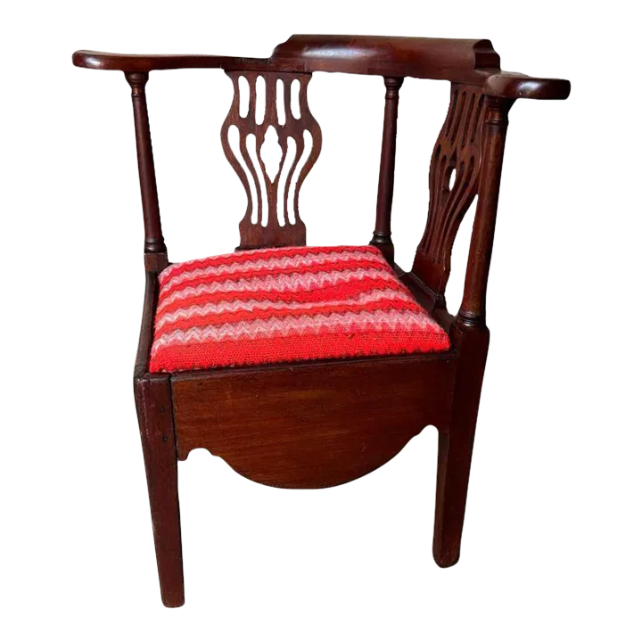 Antique Chippendale Mahogany Corner Commode Chair Early 19th Century ...