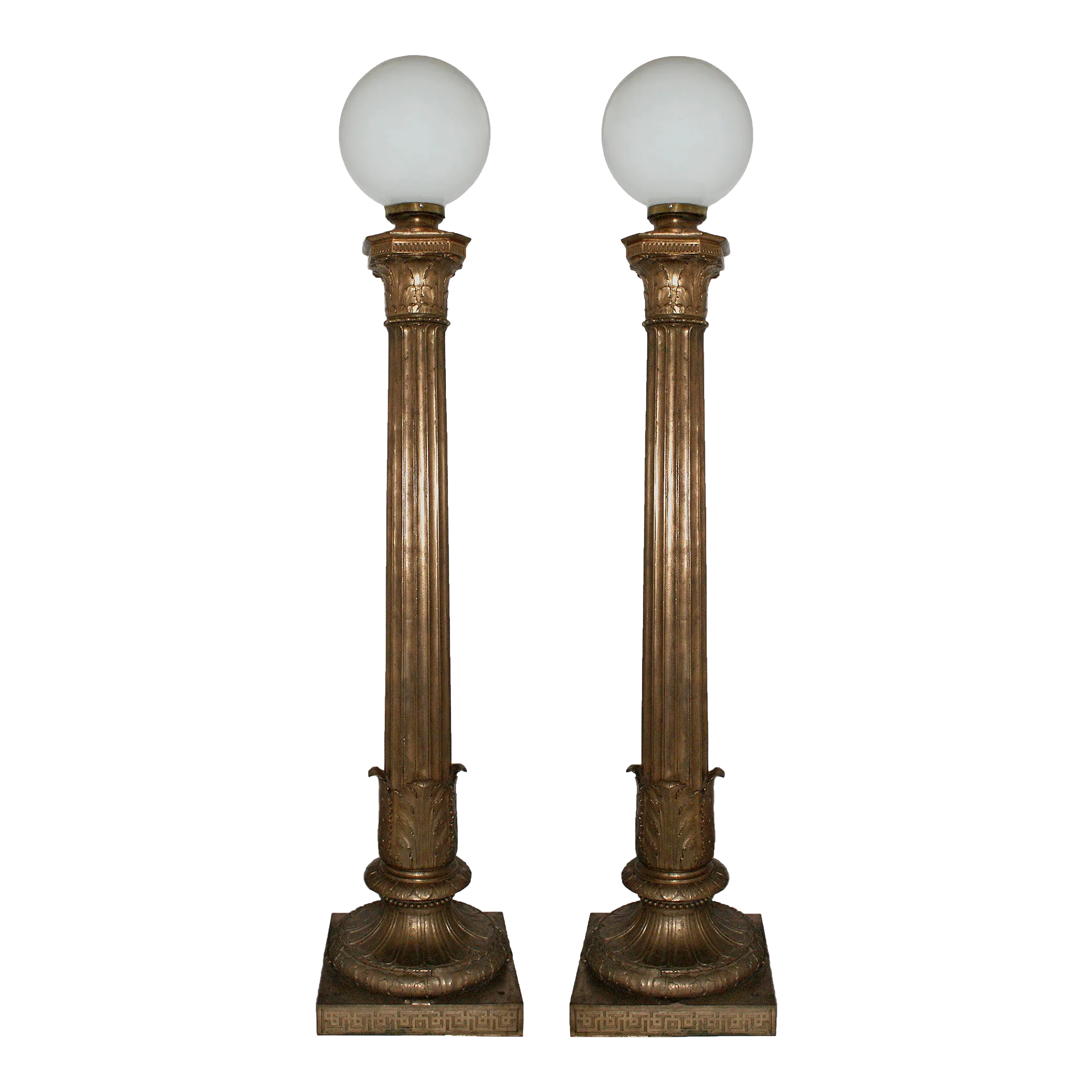 Early 20th Century Beaux Arts Style Fluted Column Form Bronze ...