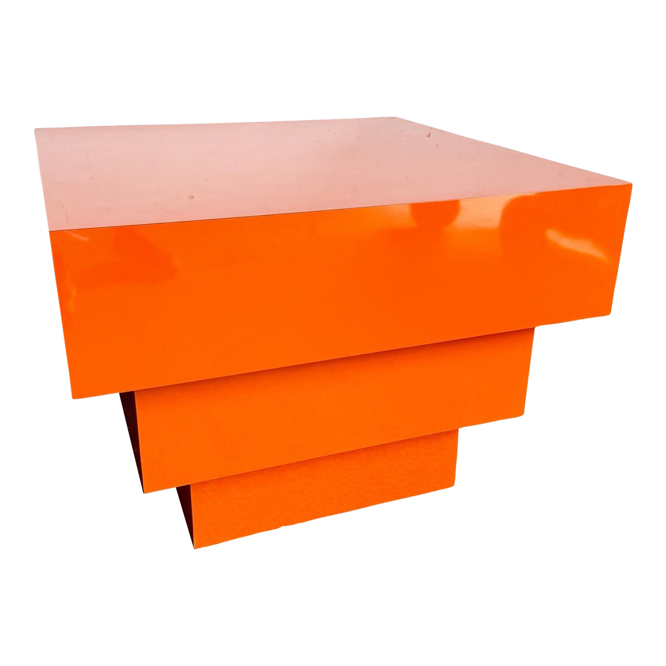 Postmodern Stacked Orange Lacquer Laminate Coffee Table | Chairish