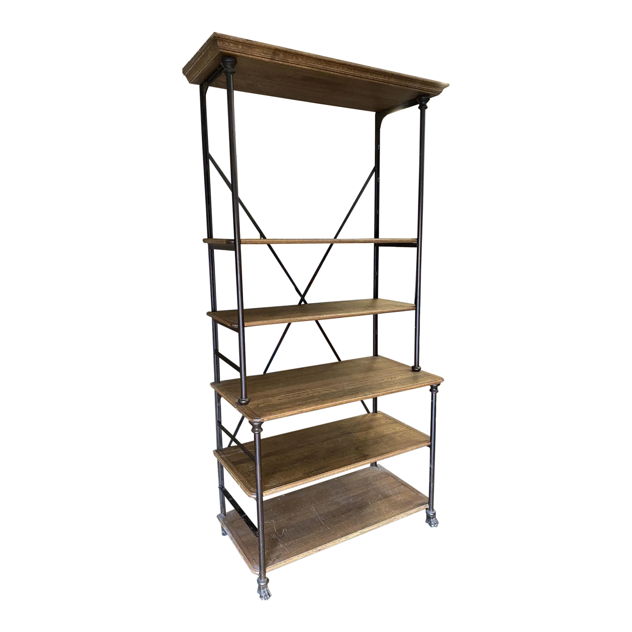 1990s Industrial French Narrow Library Iron Book Shelf Etagere | Chairish
