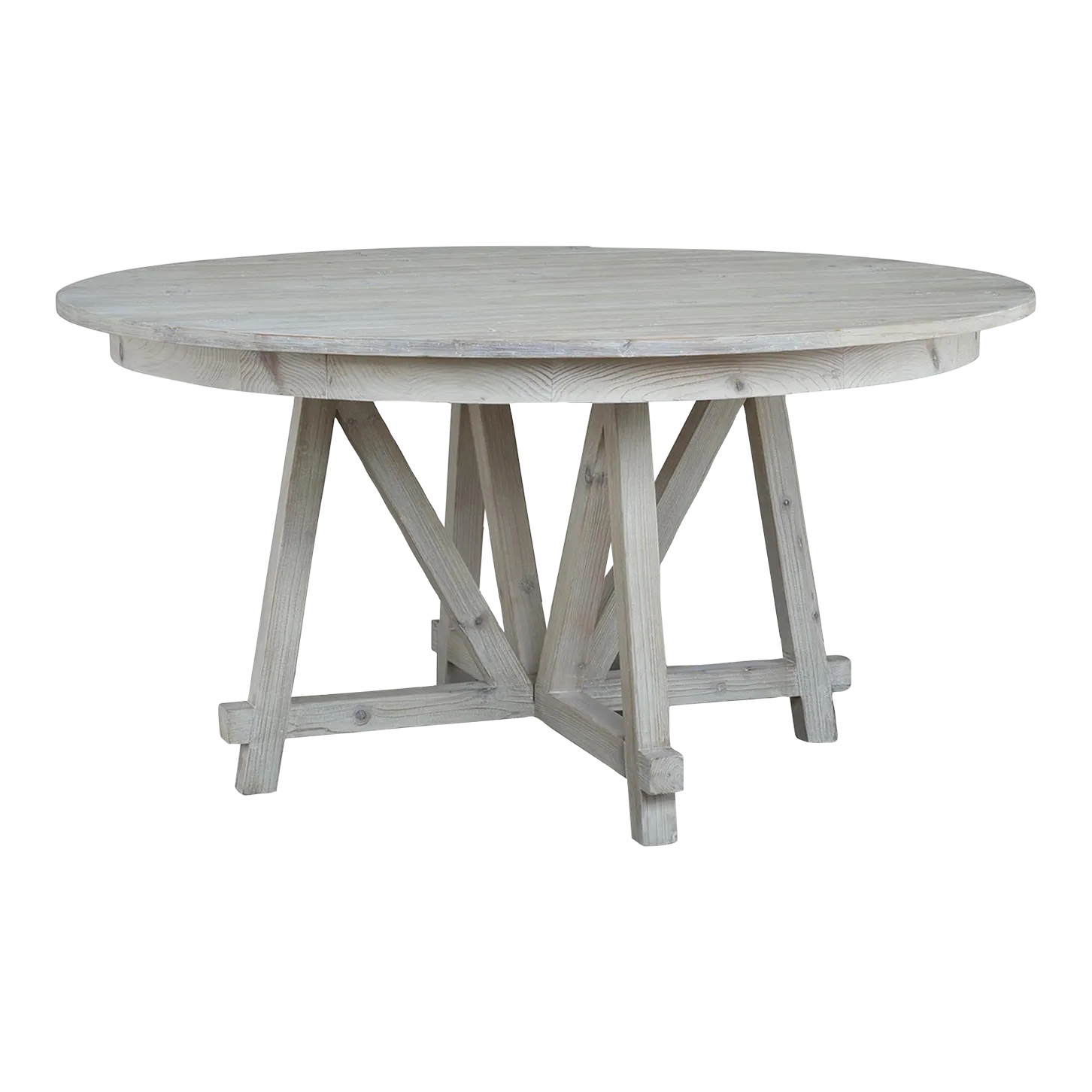 White Wash Farmhouse Round Table | Chairish