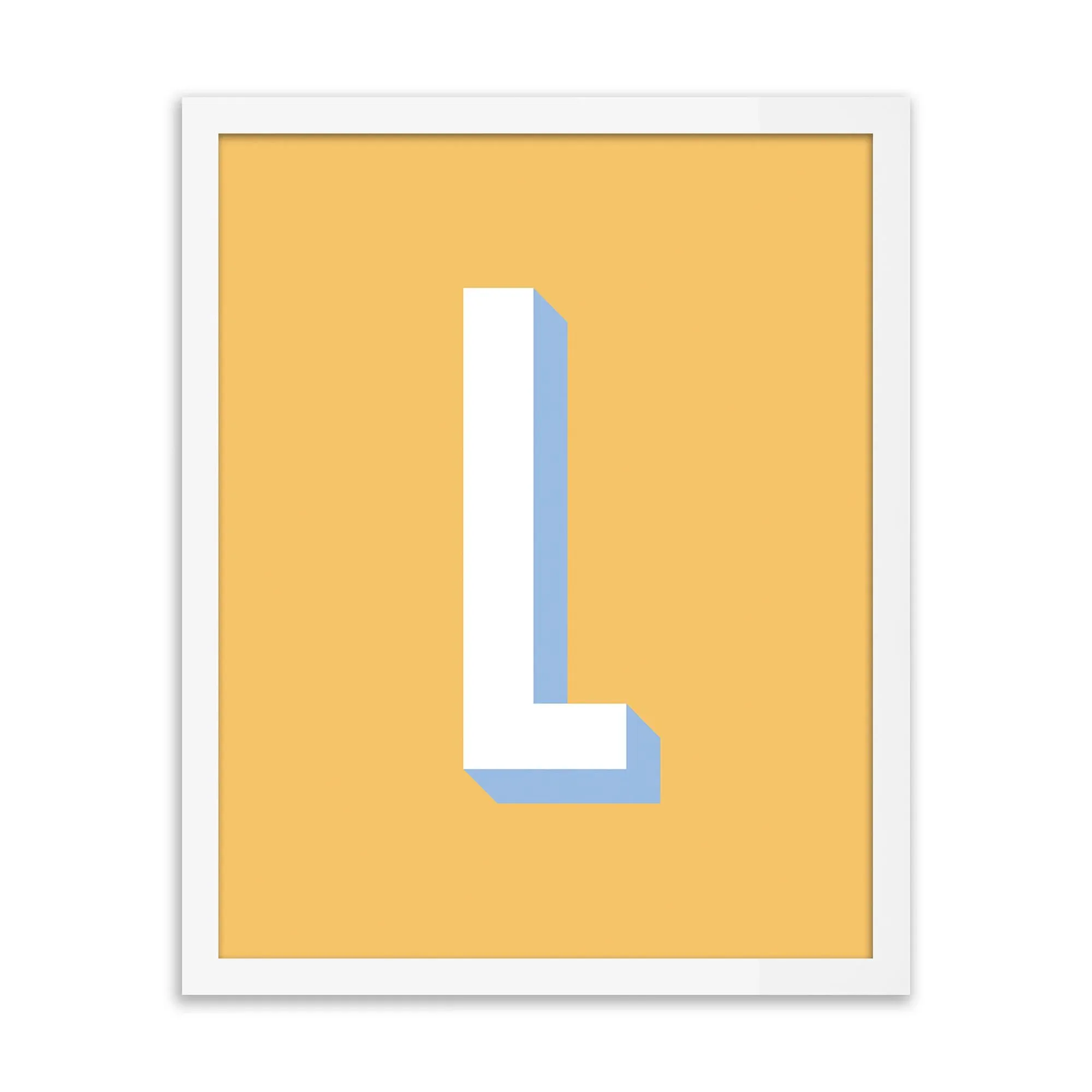 Alphabet Series in Yellow, Letter L by Pencil & Paper in White Frame ...