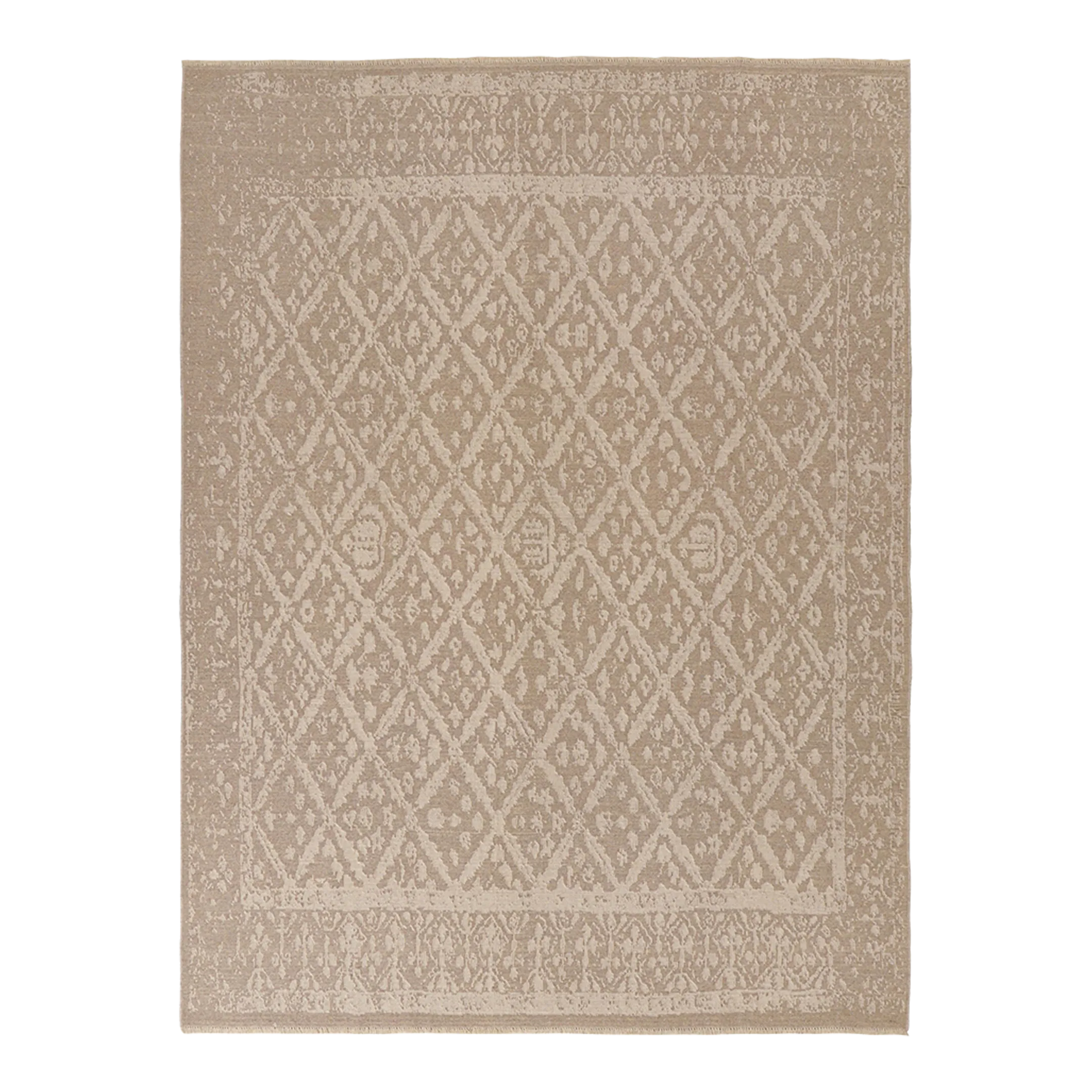 Rug & Kilim’s Modern Classic Rug in Beige-Brown With Lattice Floral ...