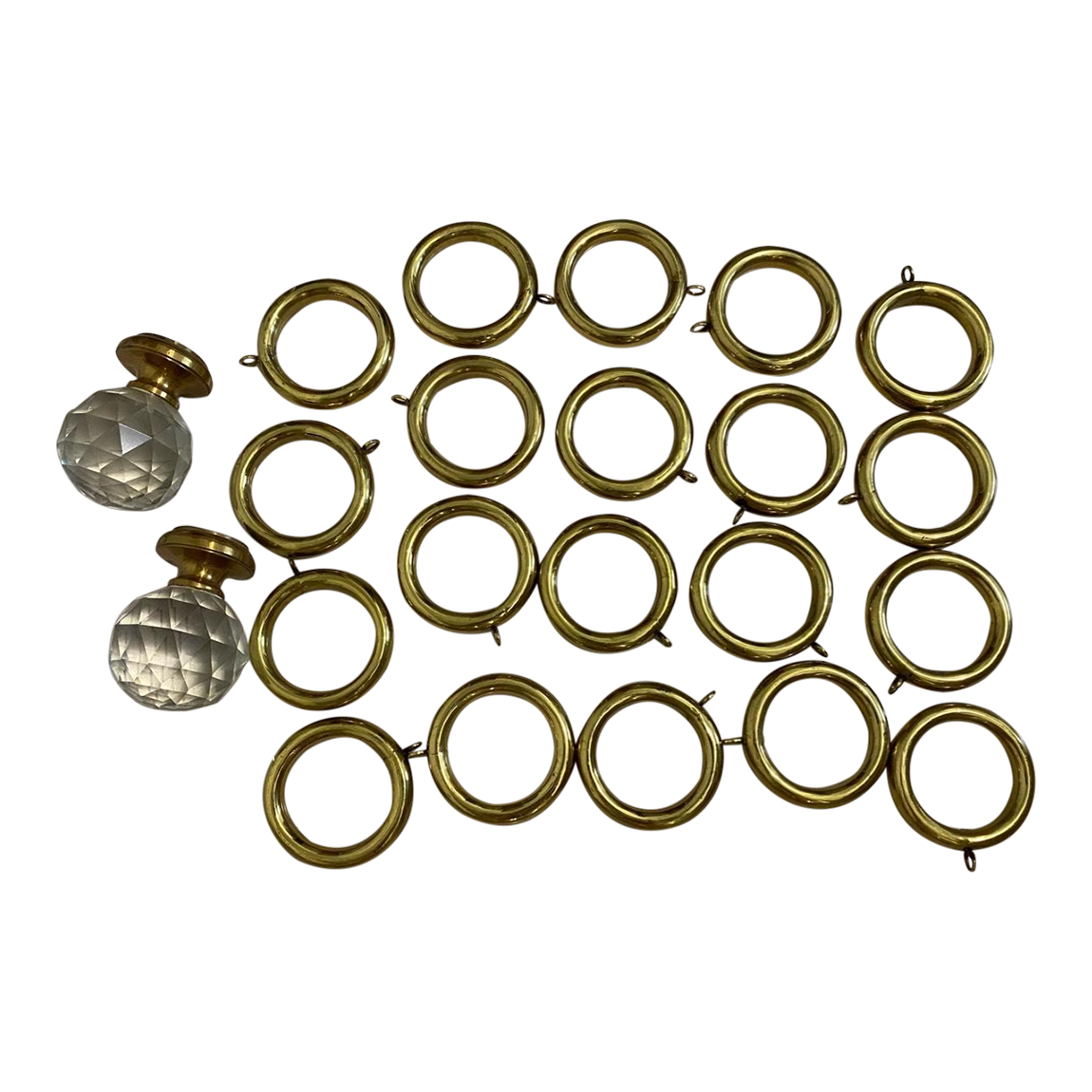 Vintage Heavy Duty Curtain Rod With Brass Rings and Cut Dimond Glass ...