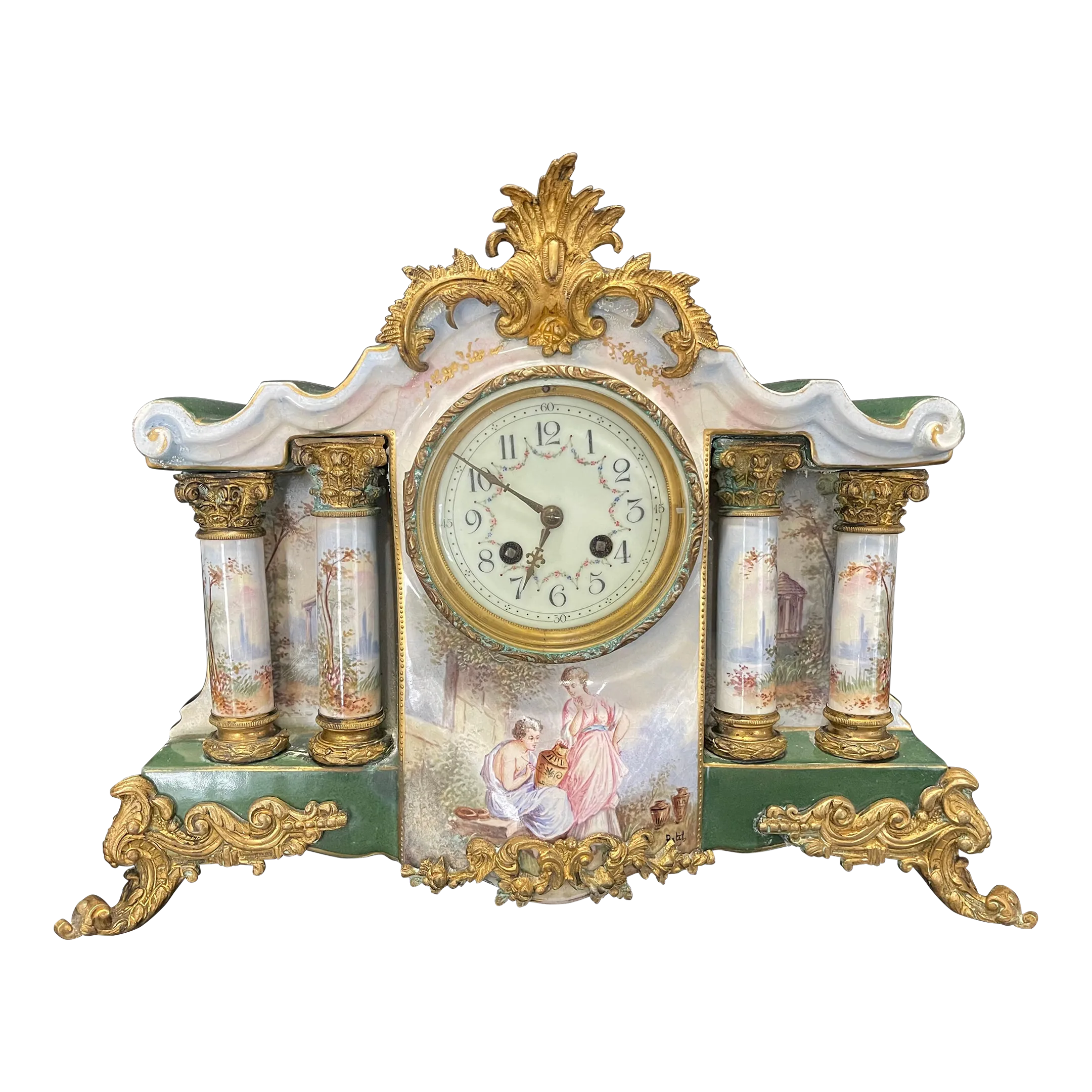 Late 19th Century Antique French Hand Painted Mantle Clock | Chairish