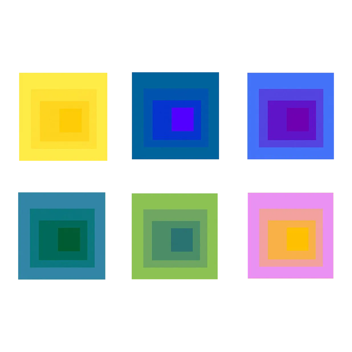 Contemporary Geometric Art in Color Set of 6 - 11" X 11" | Chairish