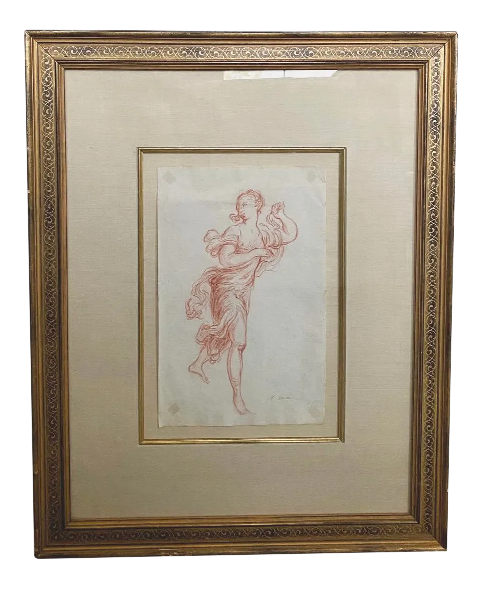 19th Century Red Chalk Drawing | Chairish