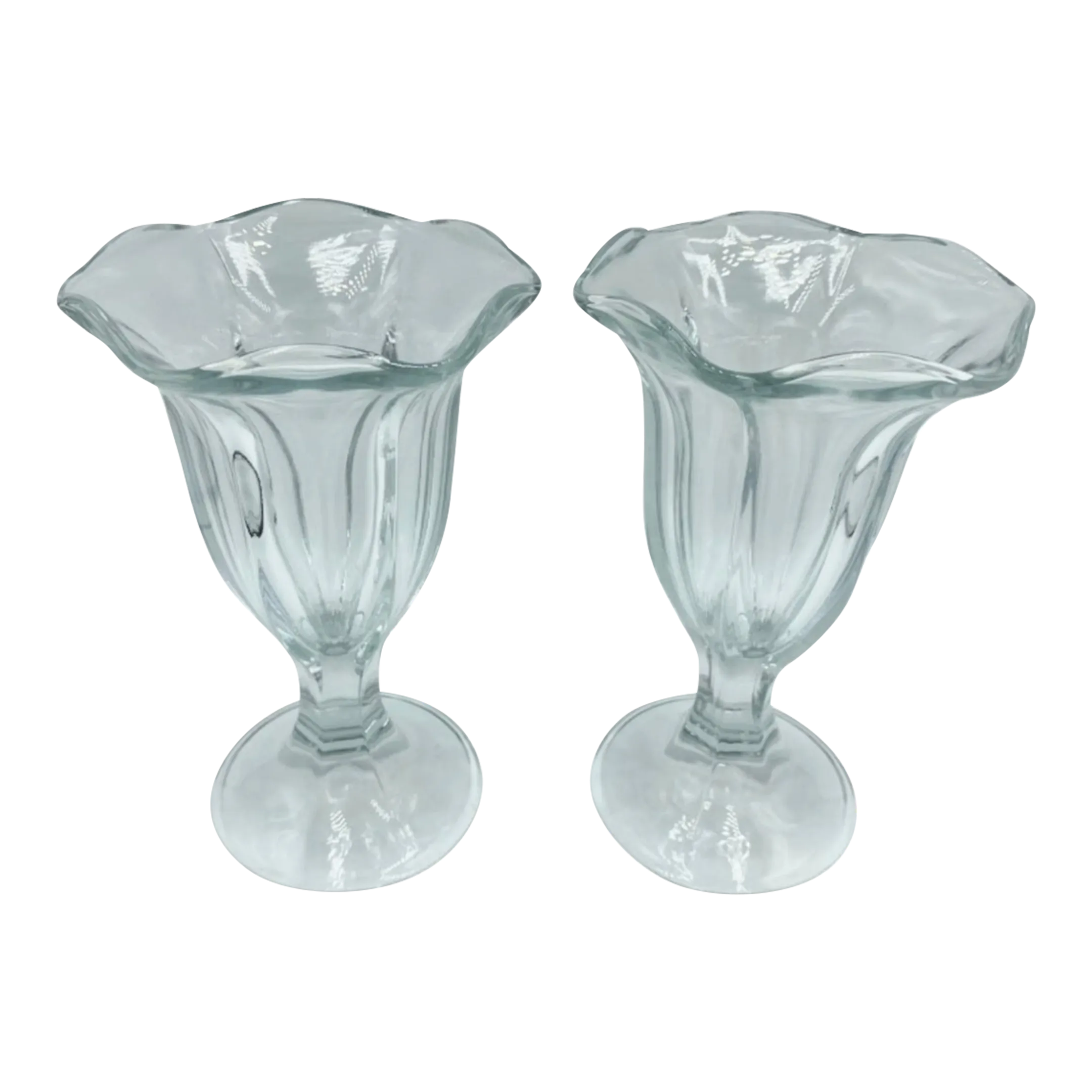 Mid 20th Century Sundae Dessert Diner Parfait Fluted Ice Cream Glasses ...