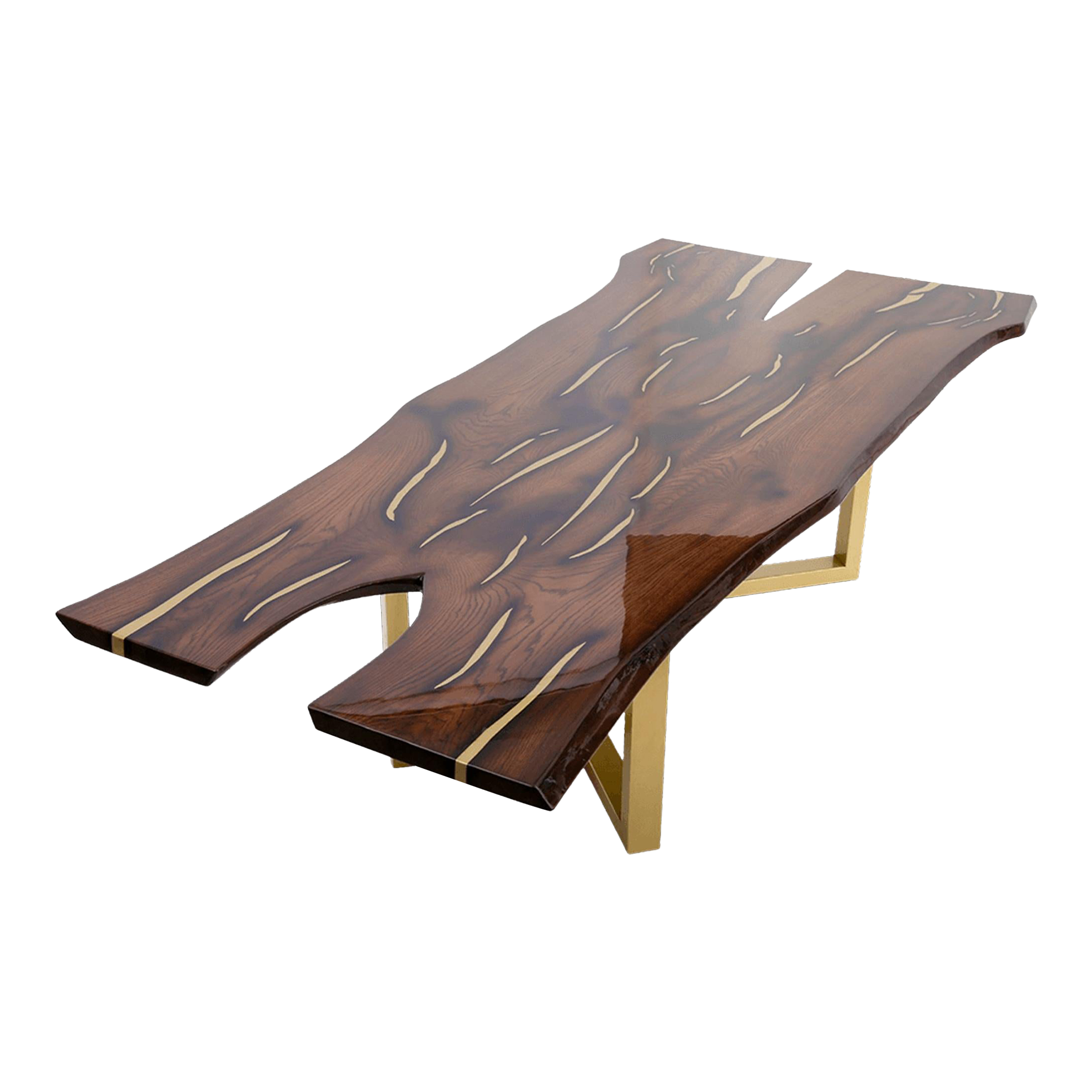 Contemporary Live Edge Large Dining Table Oak, Ash Wood, Brass or ...