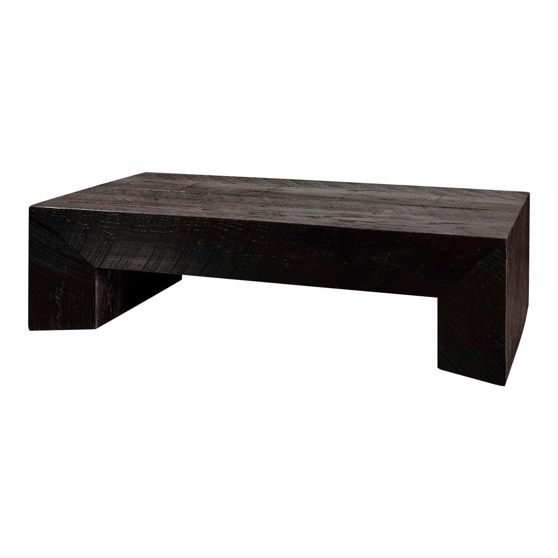 Brutal Black Oak Rectangular Coffee Table | Chairish