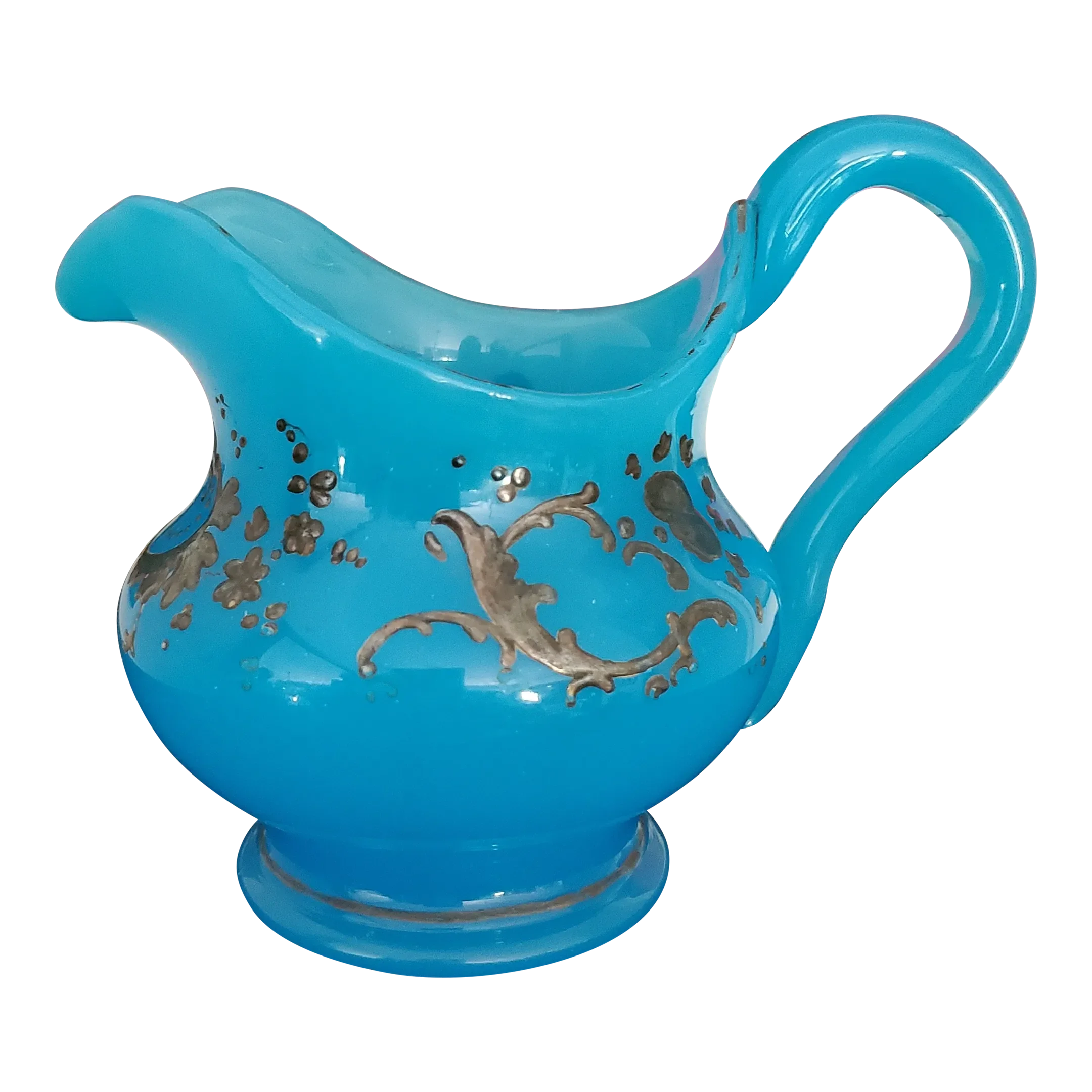 Antique Bohemian Glass Moser Rock Crystal Opaline Jug | Chairish