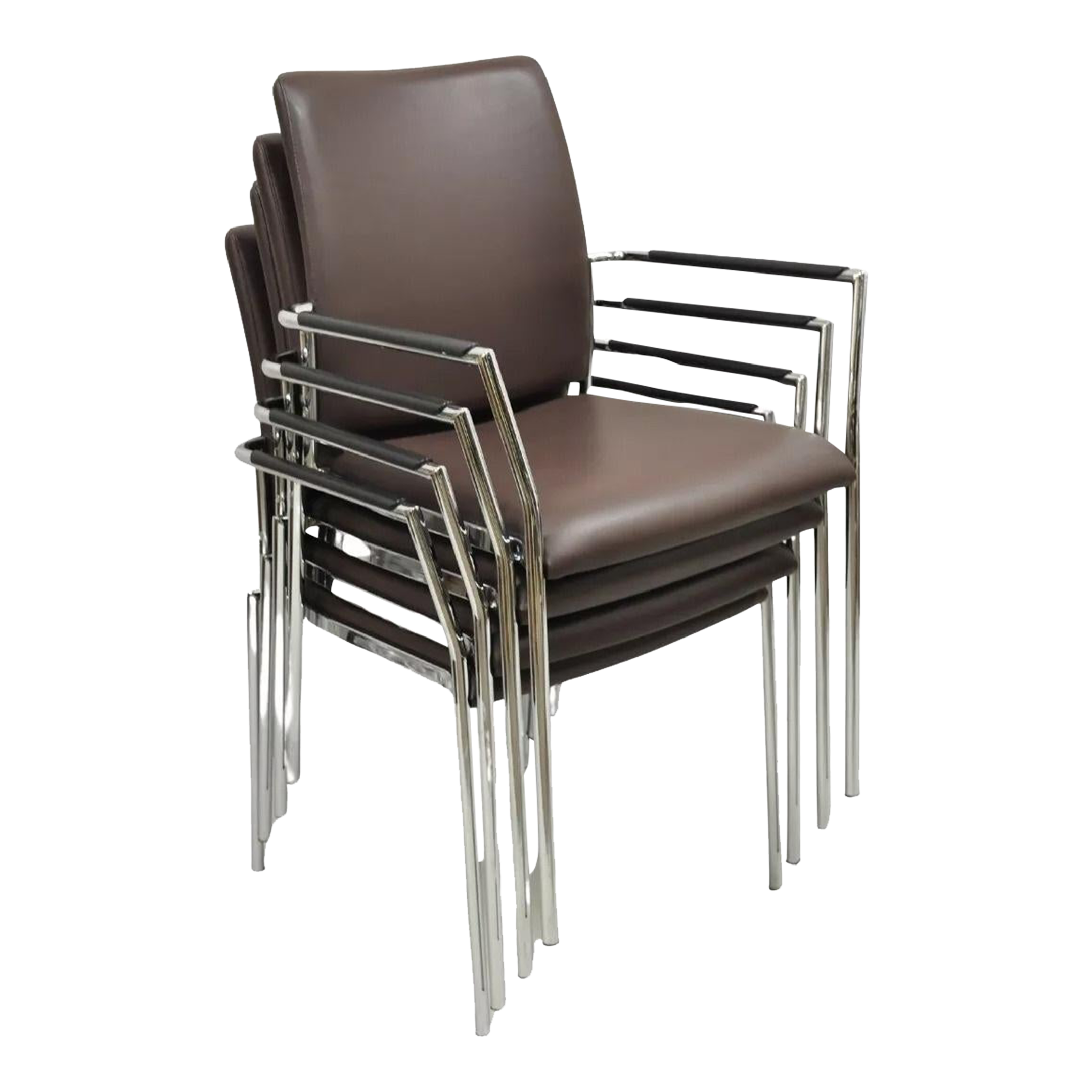 Vintage Tayco Canada Chrome and Chocolate Brown Vinyl Arm Chairs - Set ...
