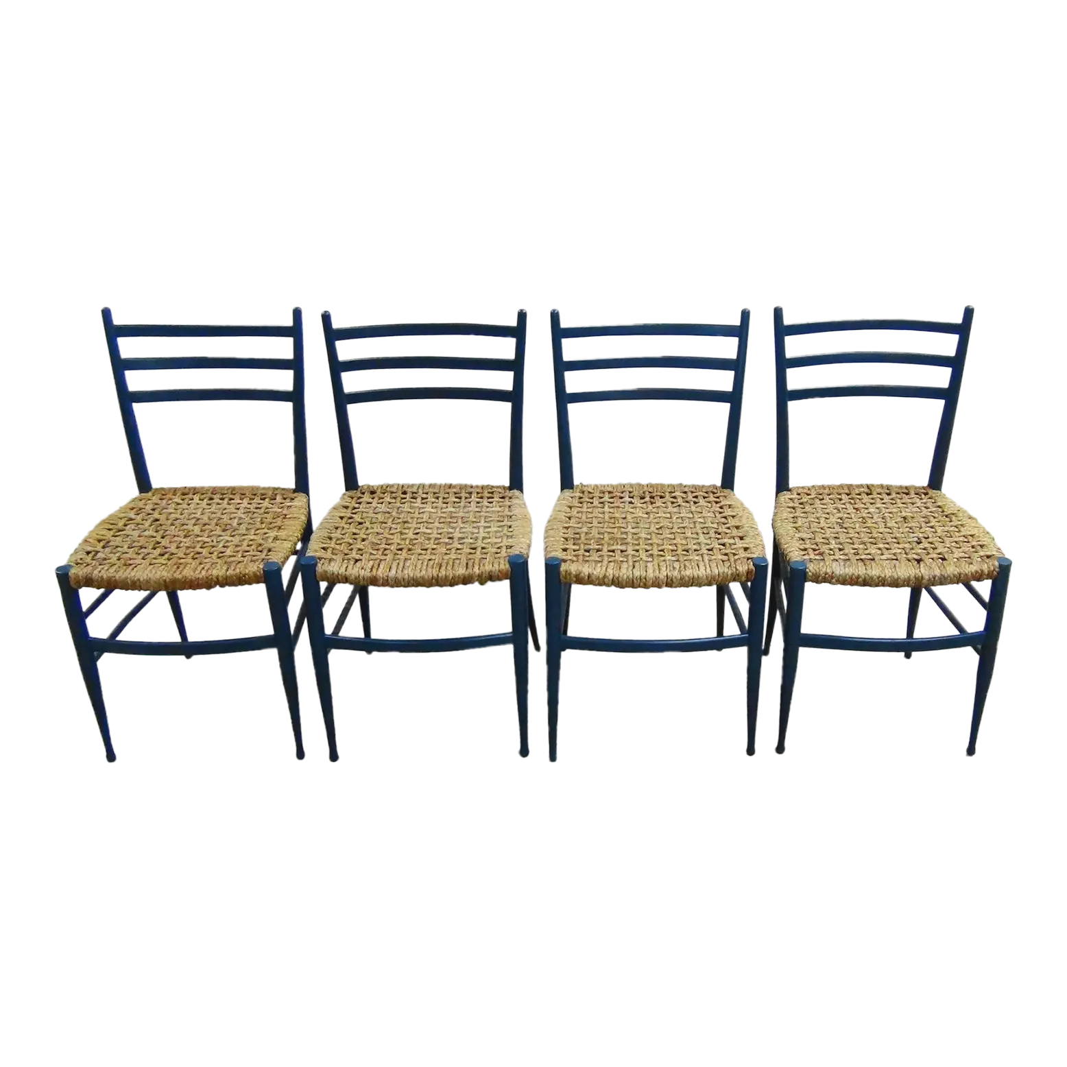Custom Designed Mid Century Modern Rope Dining Chairs - Set of 4 | Chairish