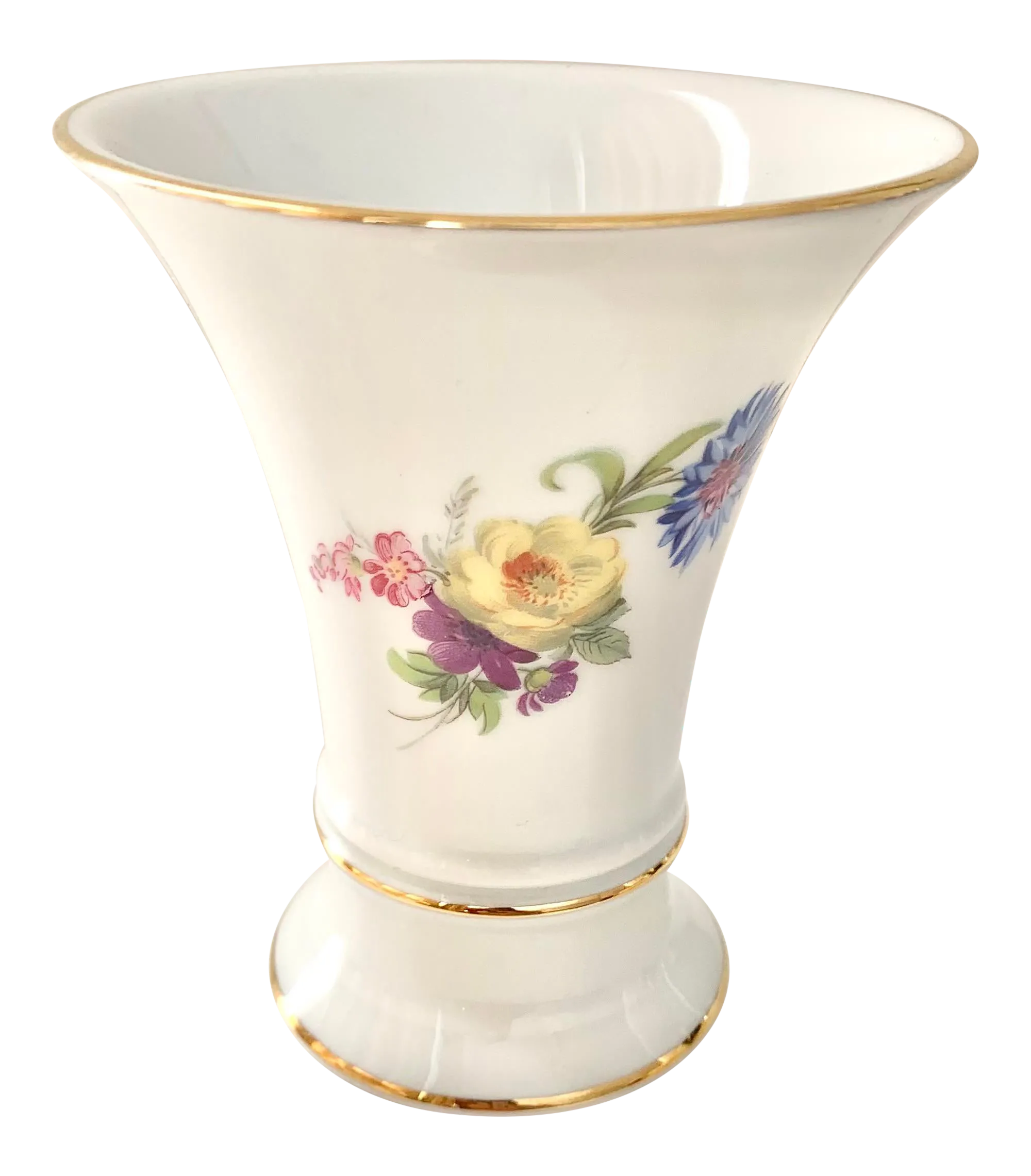 Small Vintage Furstenberg Germany Floral Porcelain Vase With Gilt Rim ...