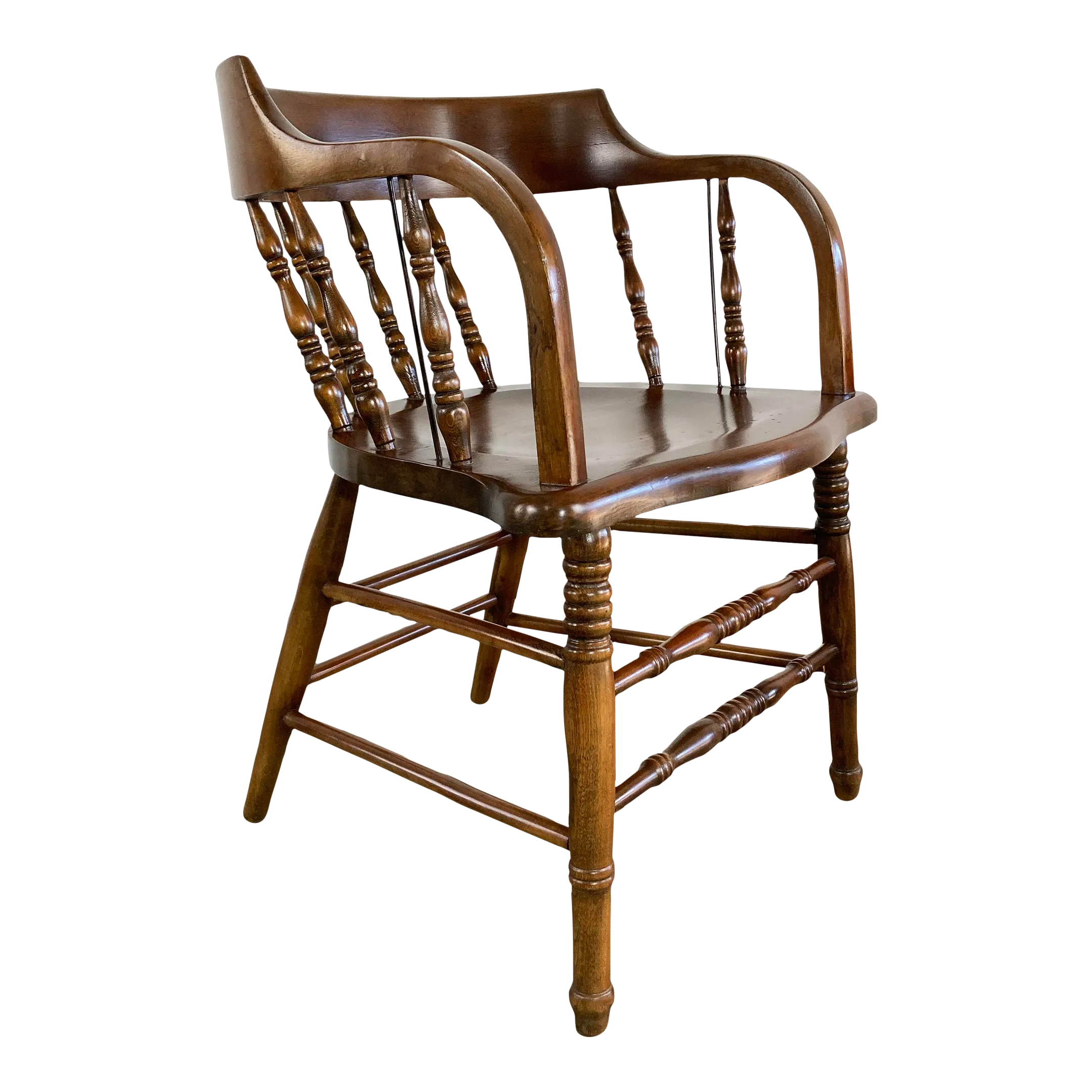 Vintage Saloon Style Wood Bankers Chair | Chairish
