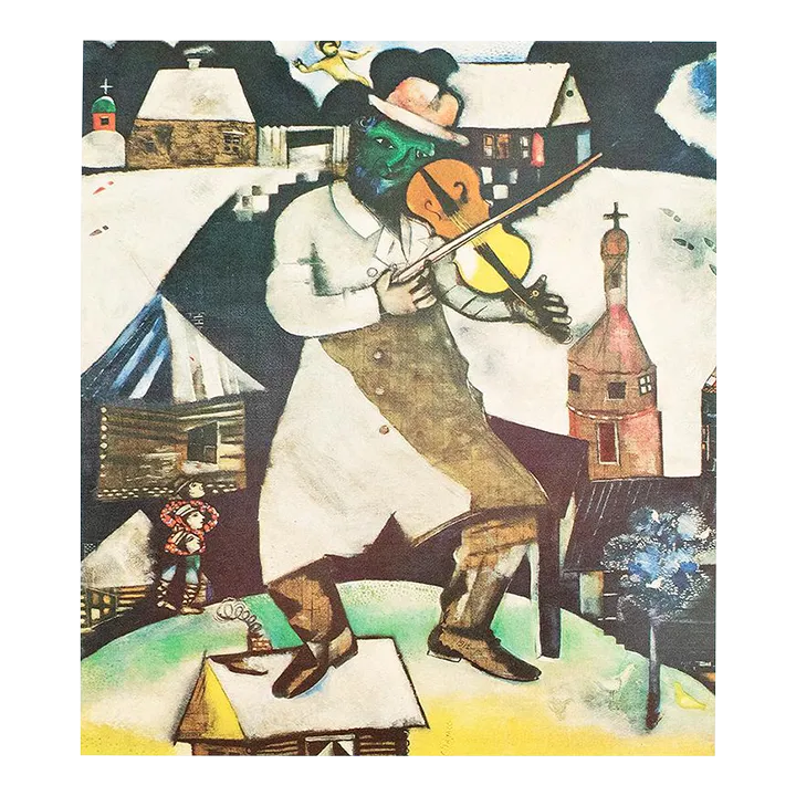 1972 After Marc Chagall "The Fiddler", Full-Color Parisian Print | Chairish