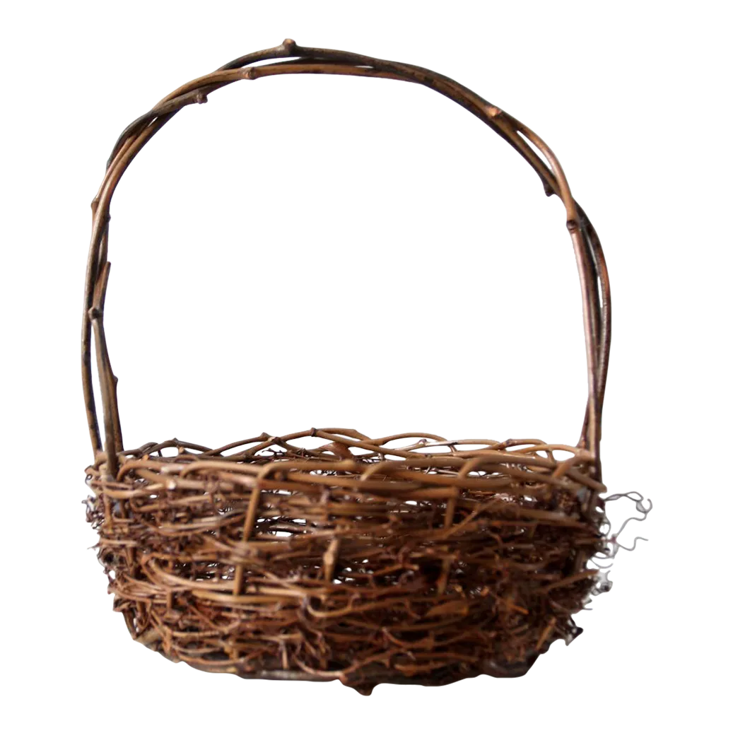Vintage Rustic Twig Basket | Chairish