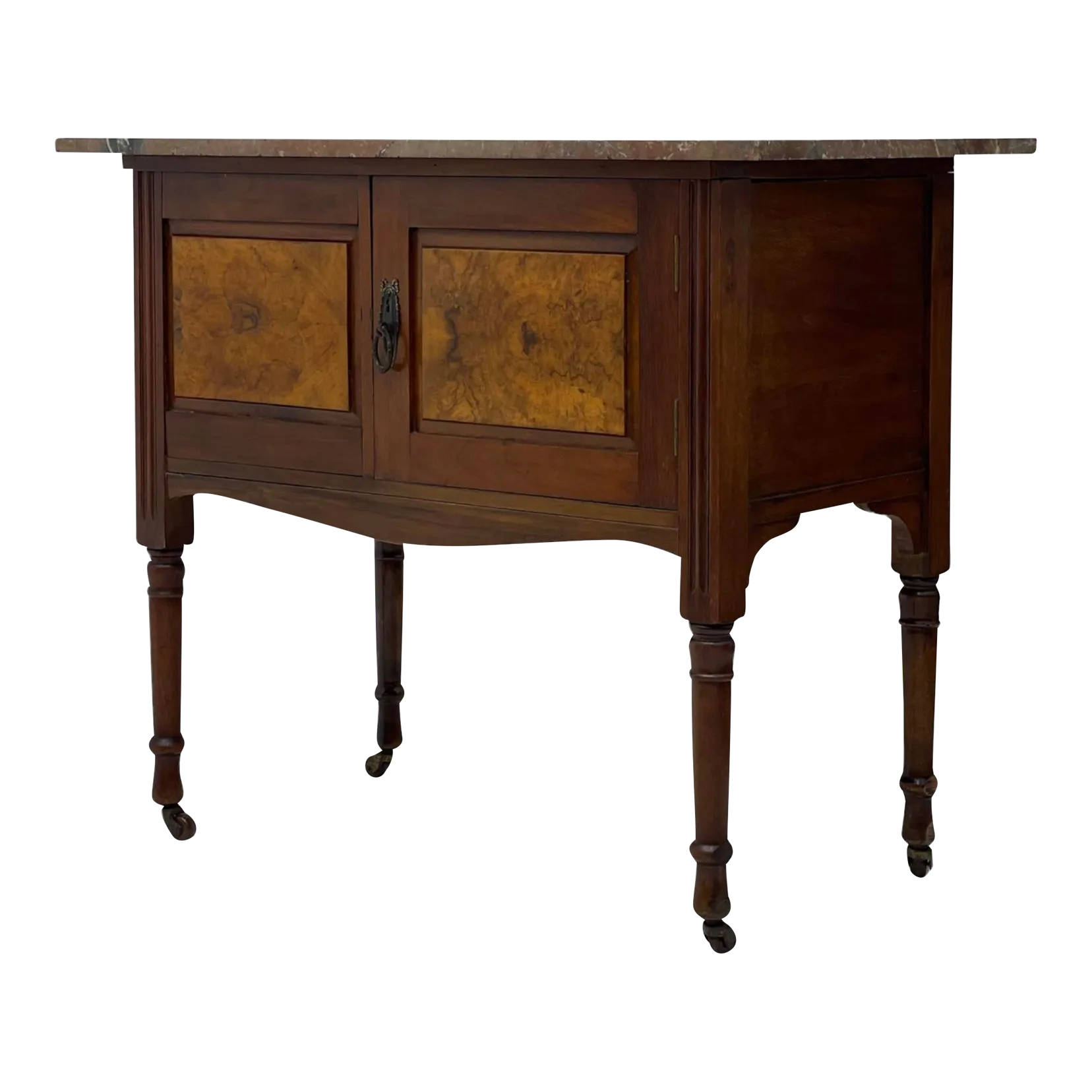 Early 20th Century Vintage English Walnut Buffet Cabinet With Casters ...