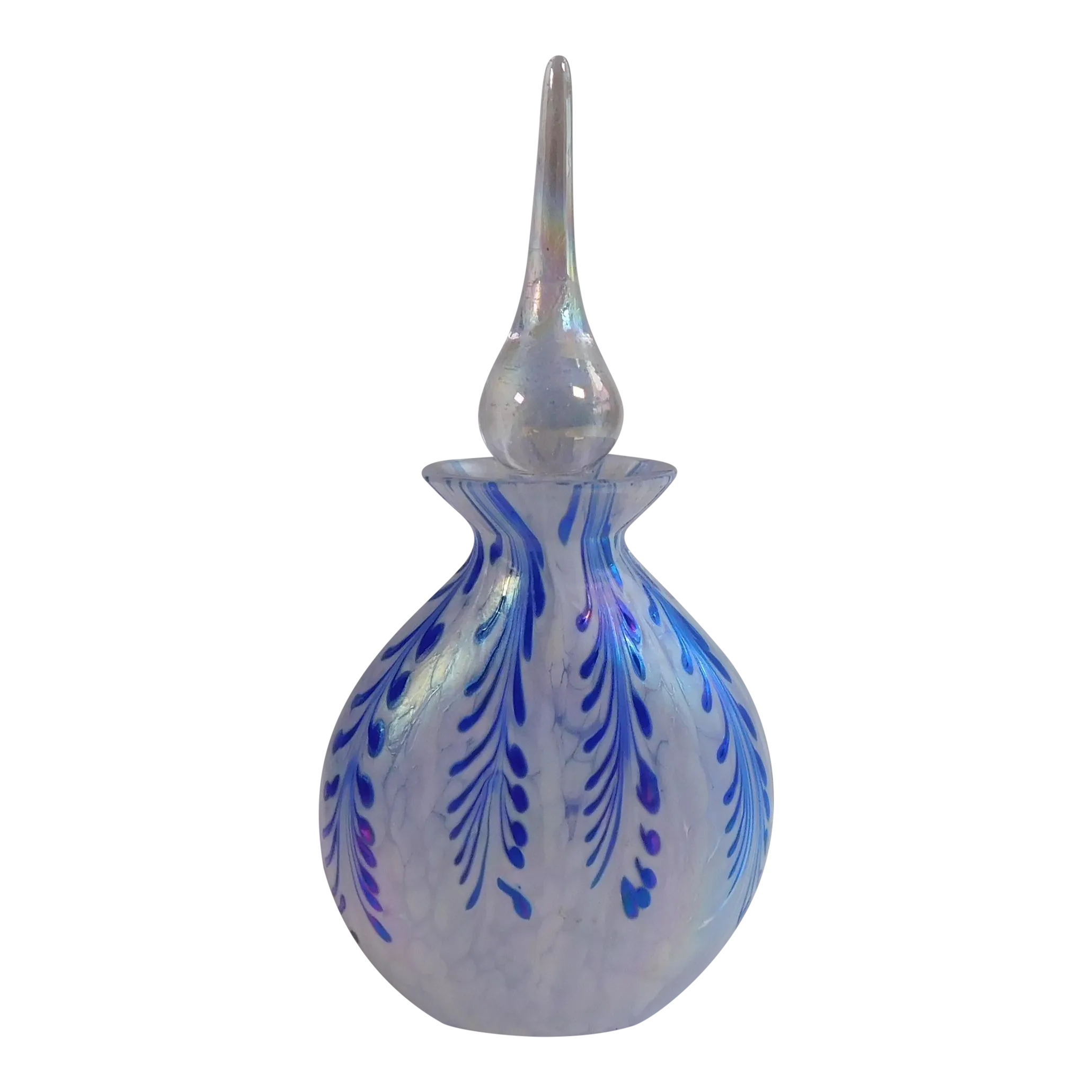 1960s White And Blue Glass Perfume Bottle Chairish
