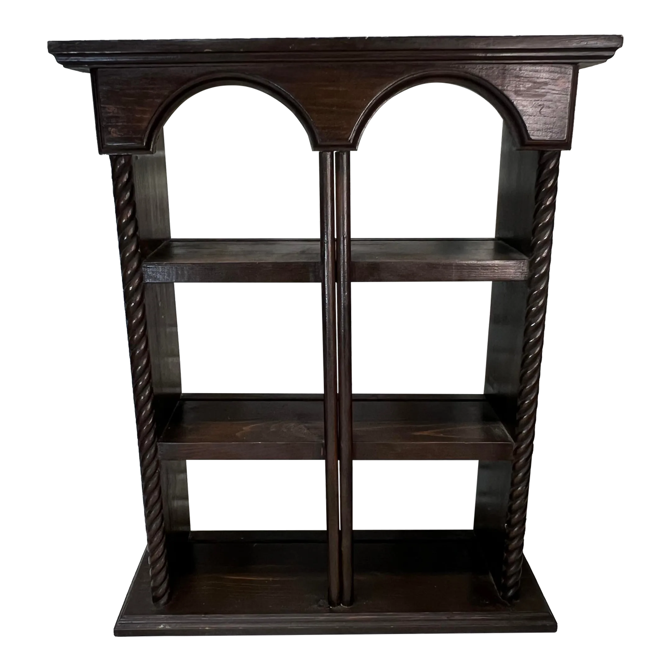 Double Arch Pine Wood Wall or Tabletop Shelves | Chairish