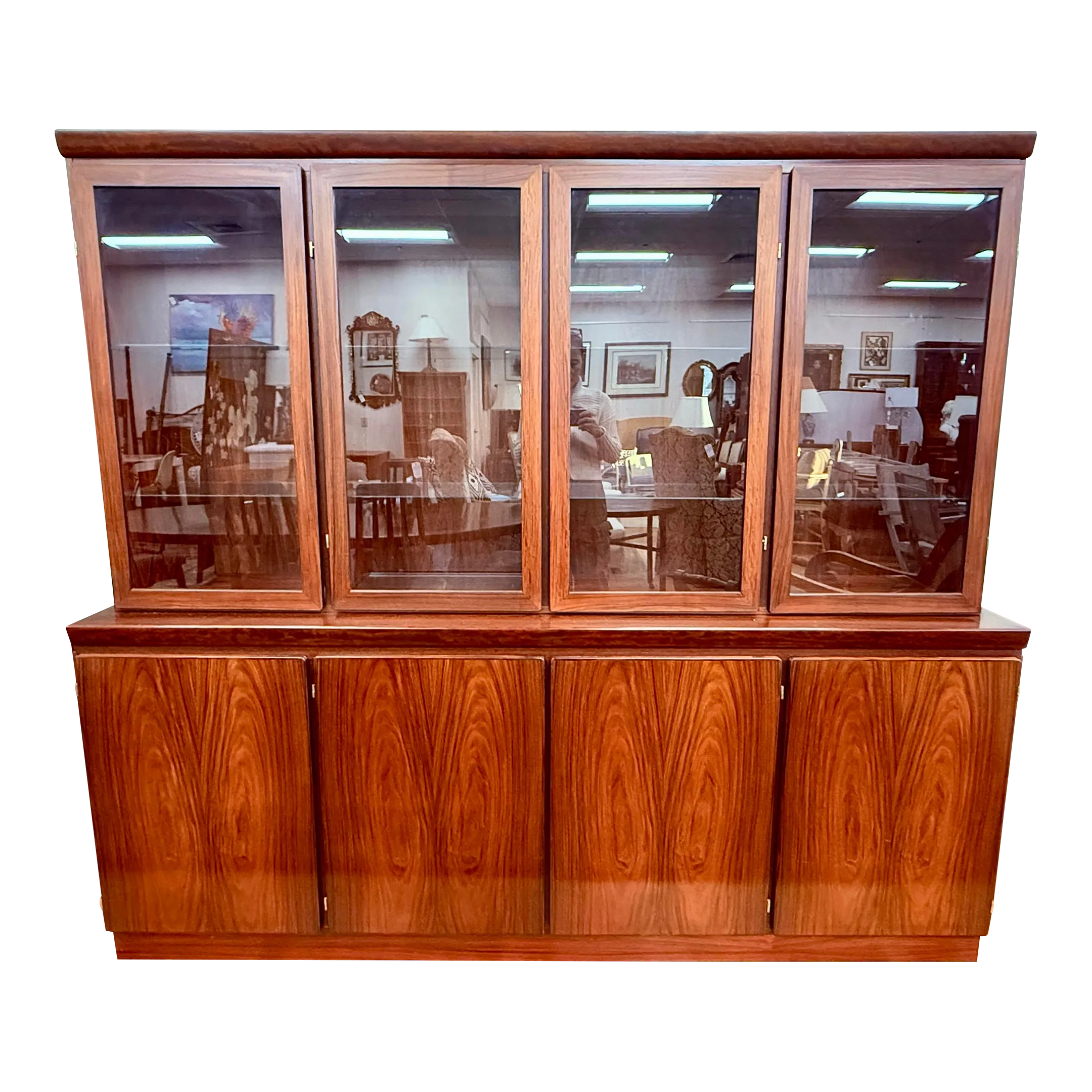 Danish Modern Skovby Rosewood China Cabinet Credenza 2 Pcs