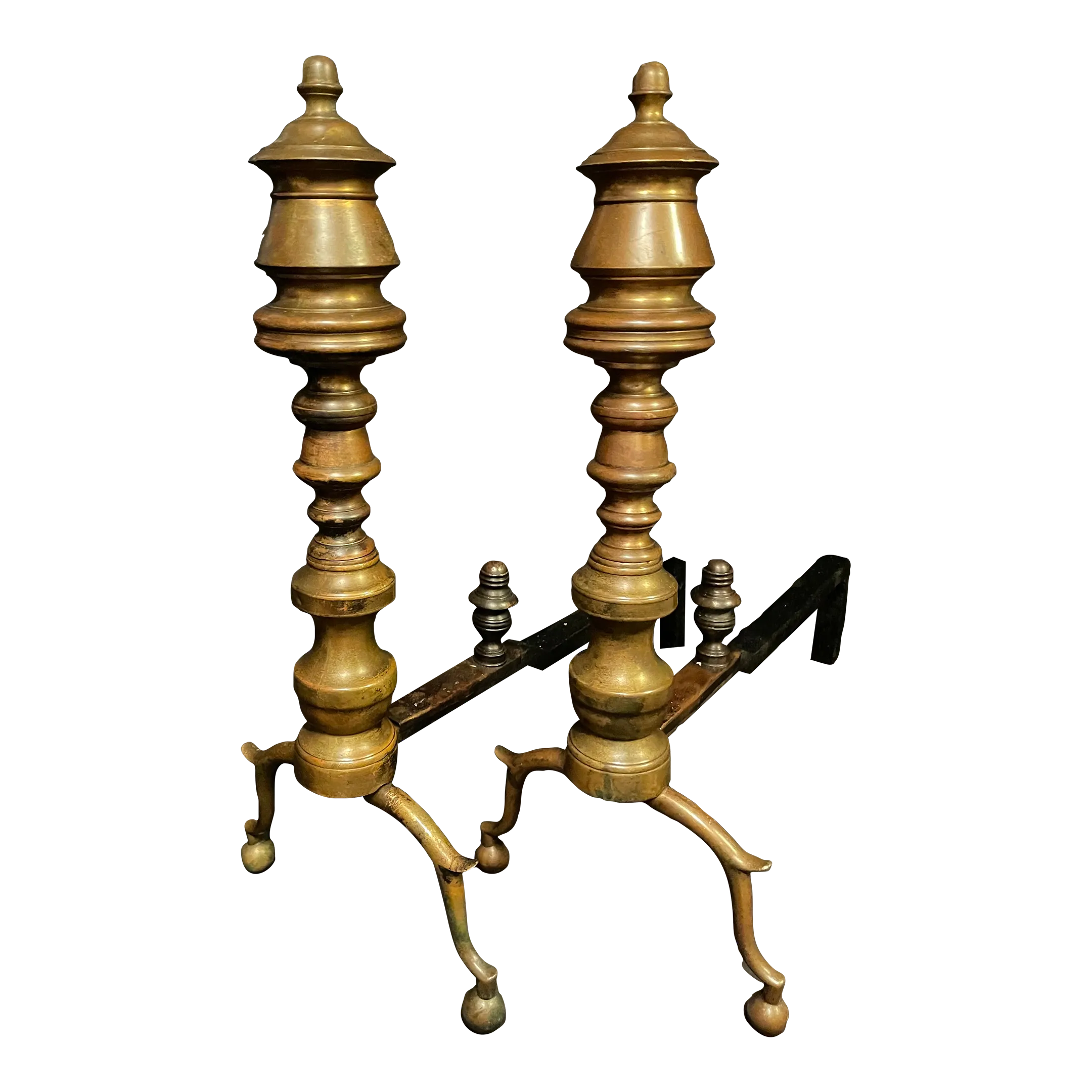 Antique 19th Century Federal Period Bell Top Andirons - a Pair | Chairish