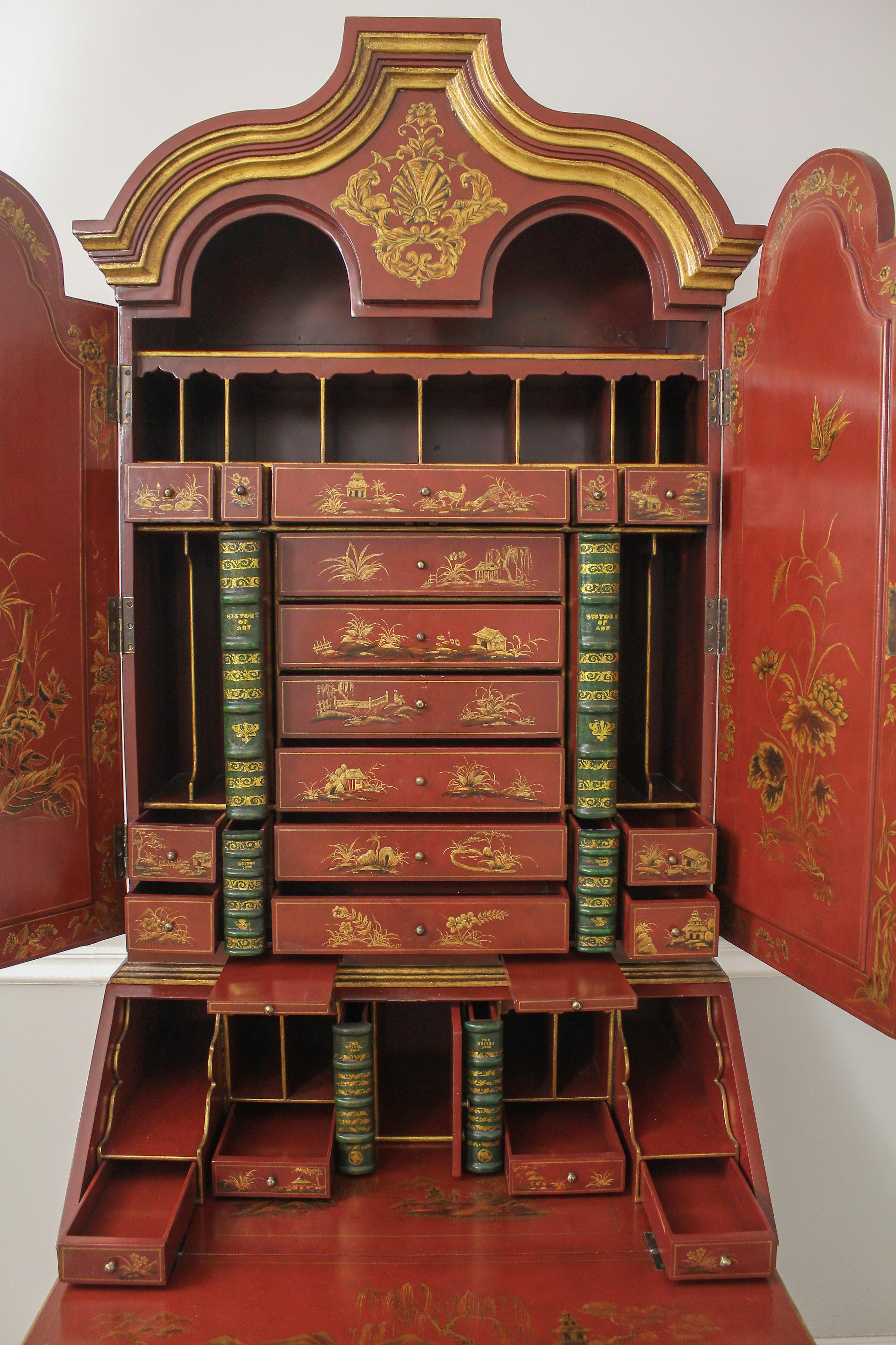 Theodore Alexander Chinoiserie Decorated 2 Piece Secretary Desk