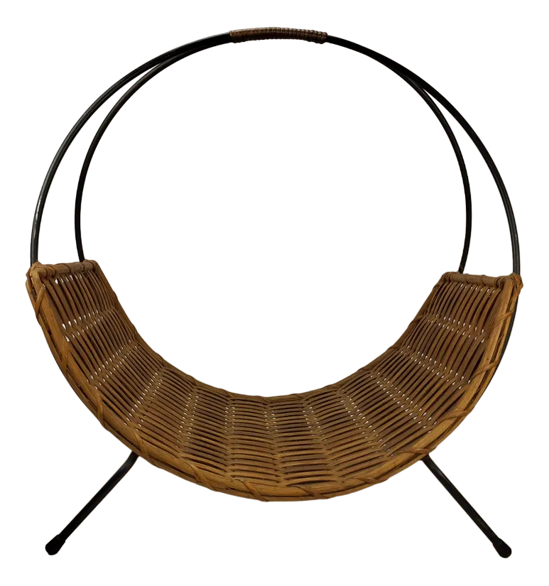 Mid-Century Newspaper Stand in Basket Mesh and Metal, 1960s | Chairish