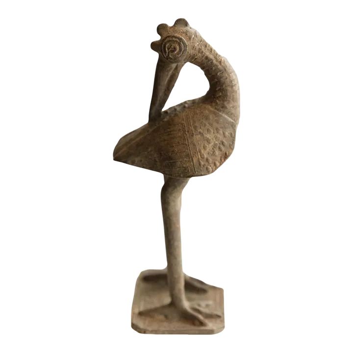Vintage African Backwards Facing Bird Sculpture | Chairish