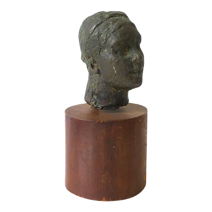Female Bronze Head Bust Sculpture | Chairish