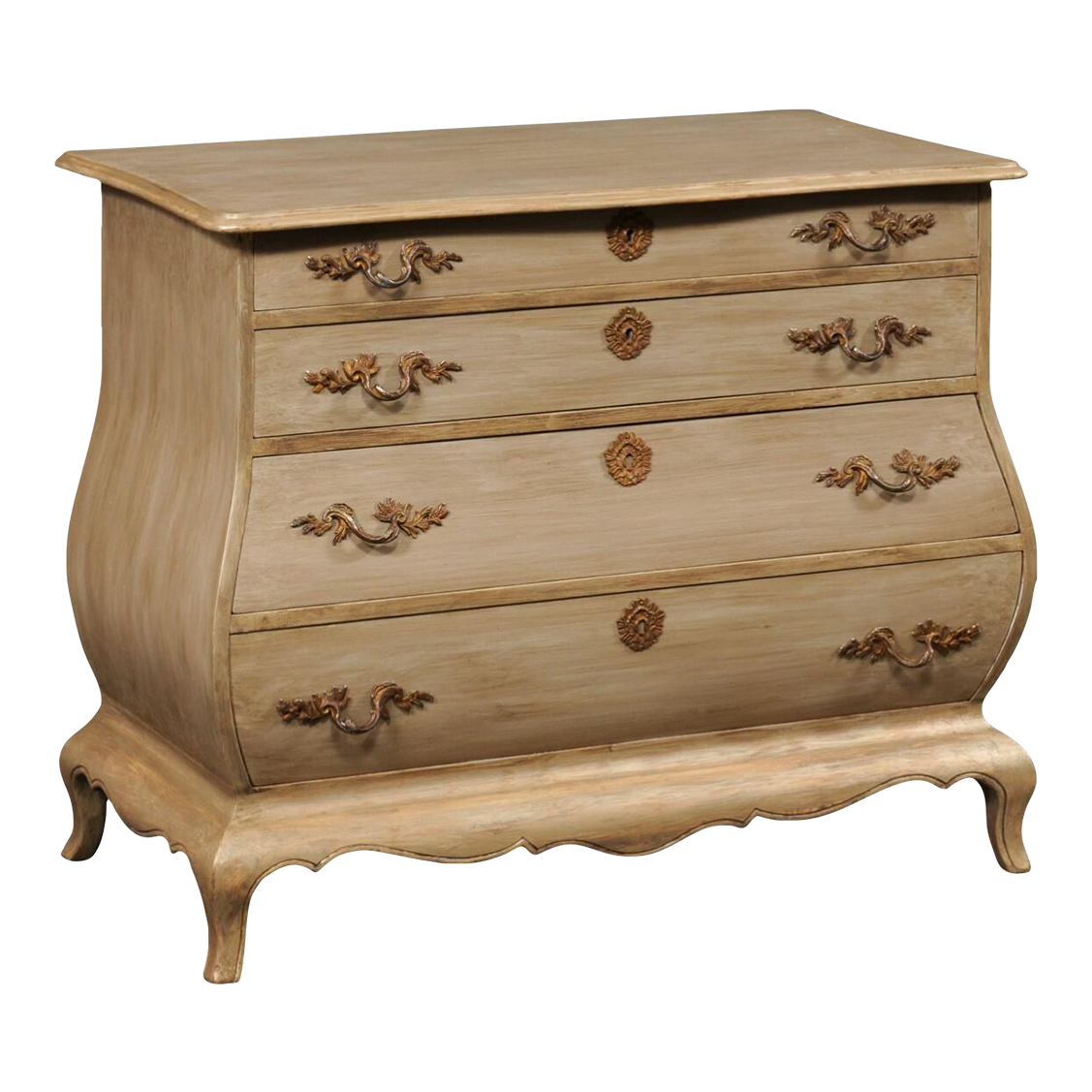Mid 20th Century French Bombé Commode with Nice Rococo Hardware | Chairish