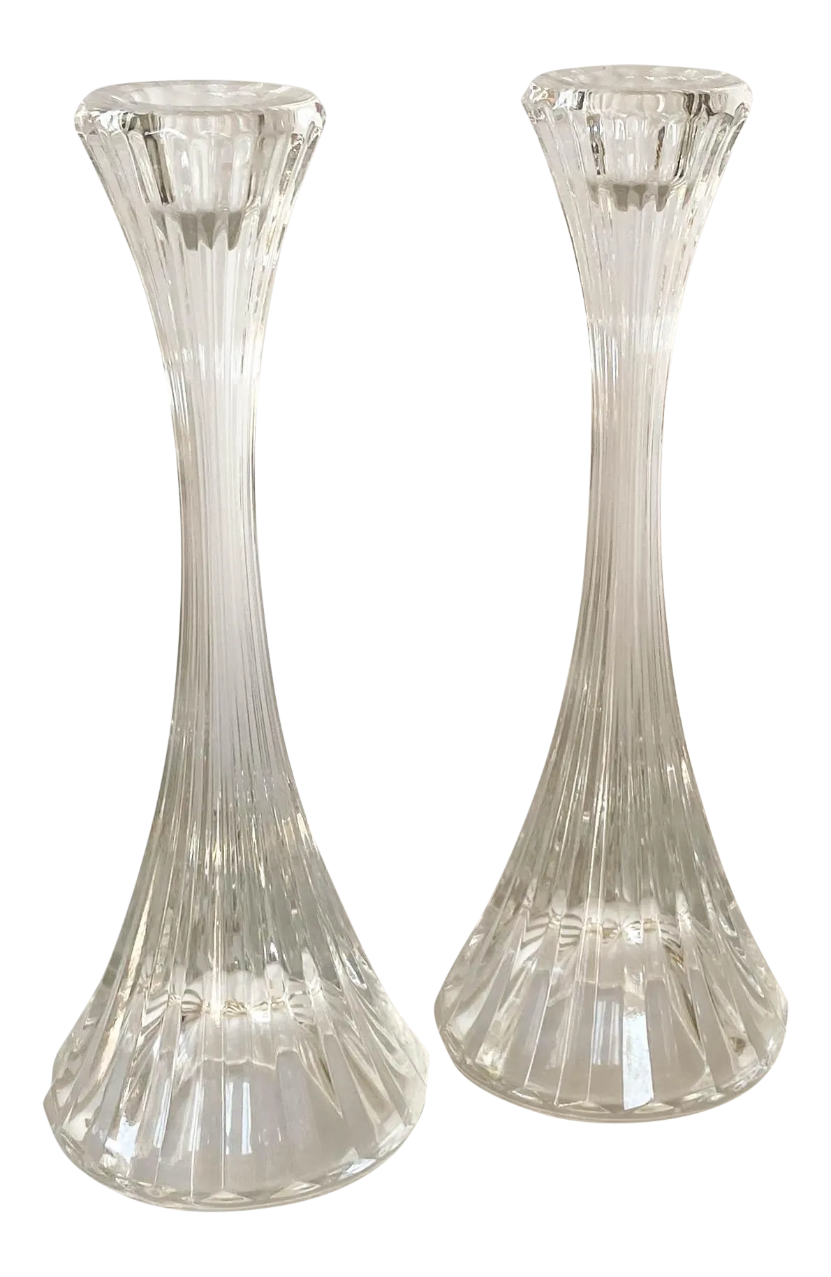 1950s Vintage Crystal Candlesticks - a Pair | Chairish