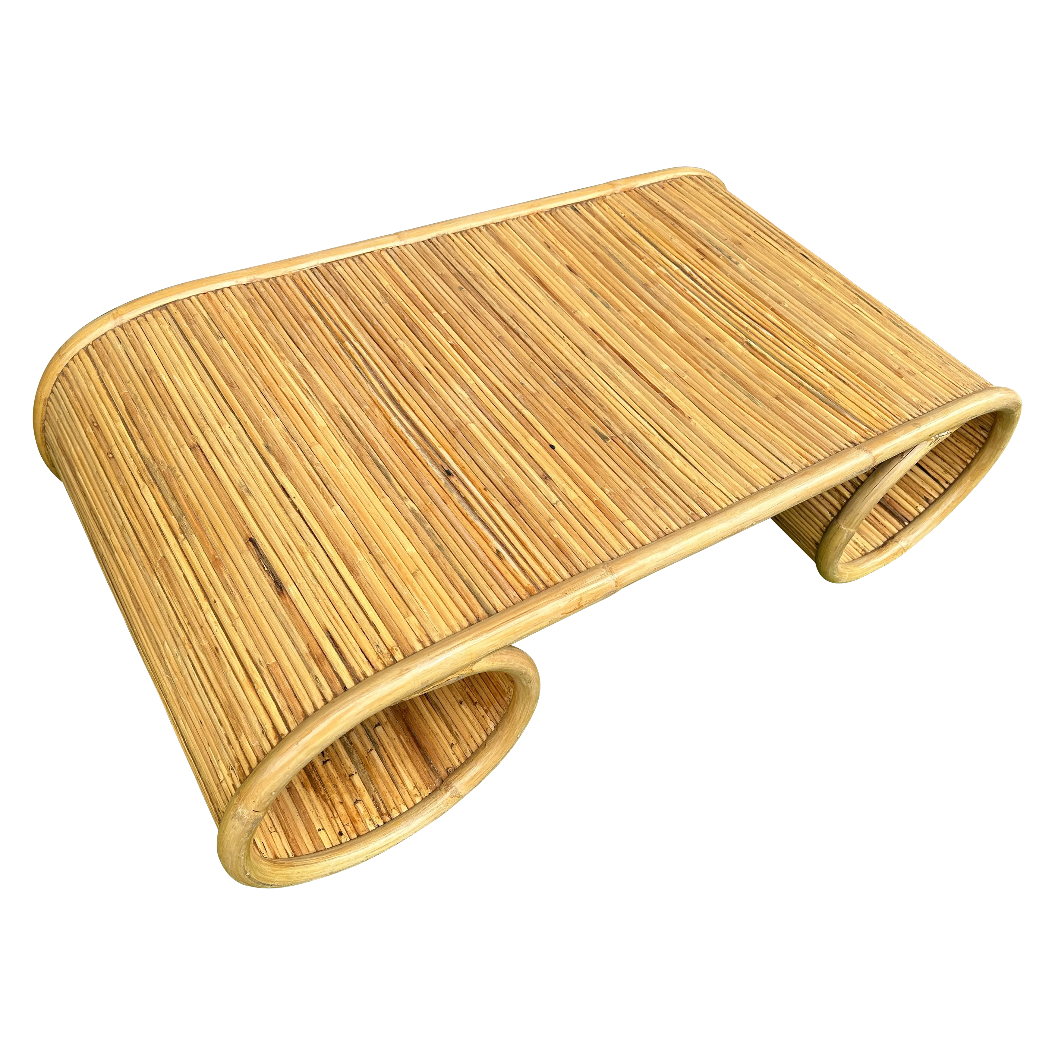 1970s Mid Century Pencil Reeded Bamboo Scroll Coffee Cocktail Table ...