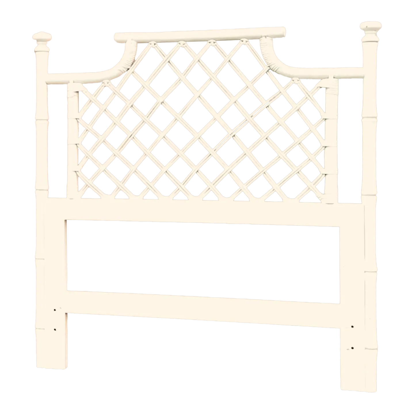 1970s Ficks Reed Pagoda Rattan Chippendale White Faux Bamboo Twin ...