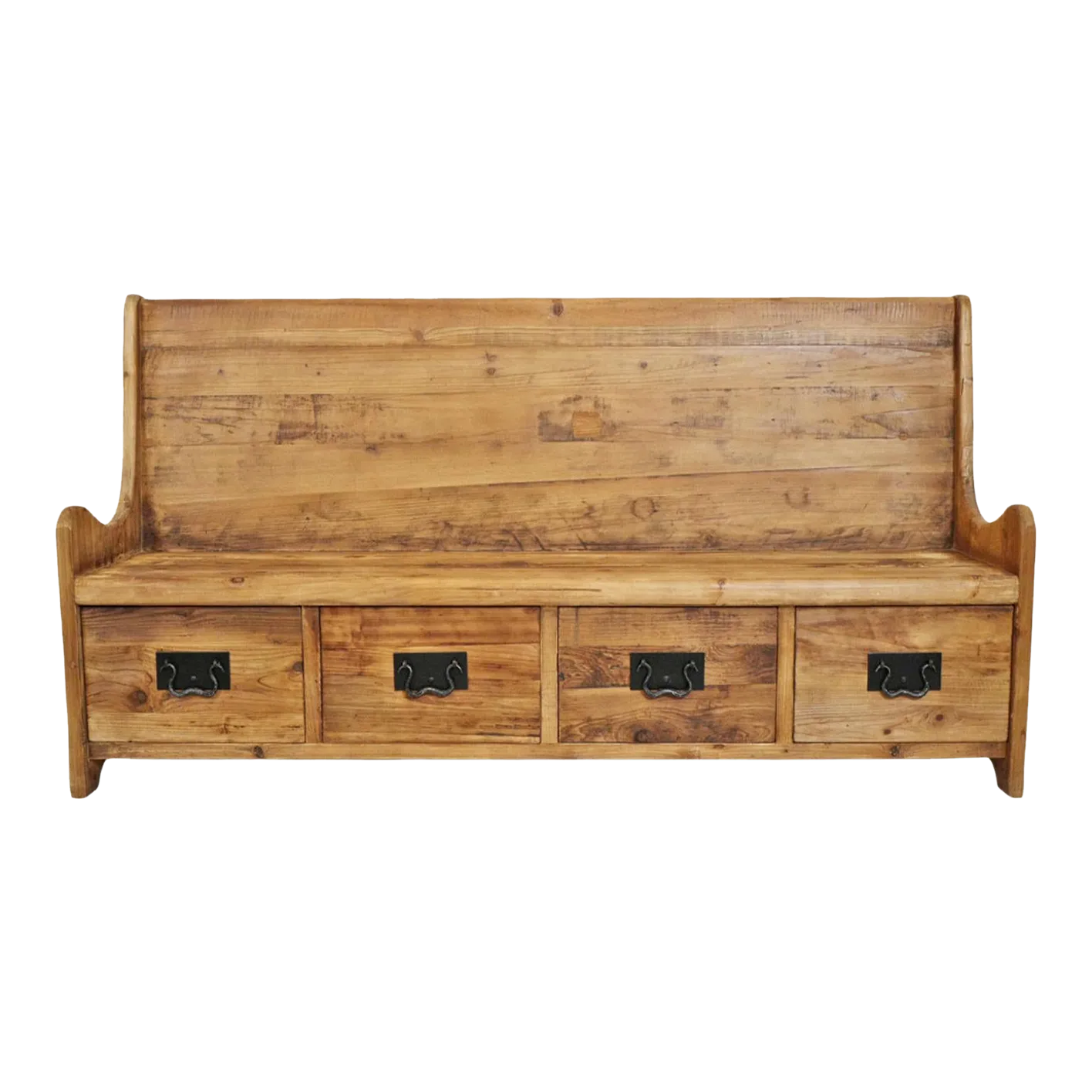 Salvaged Pine Hall Bench With Drawers | Chairish