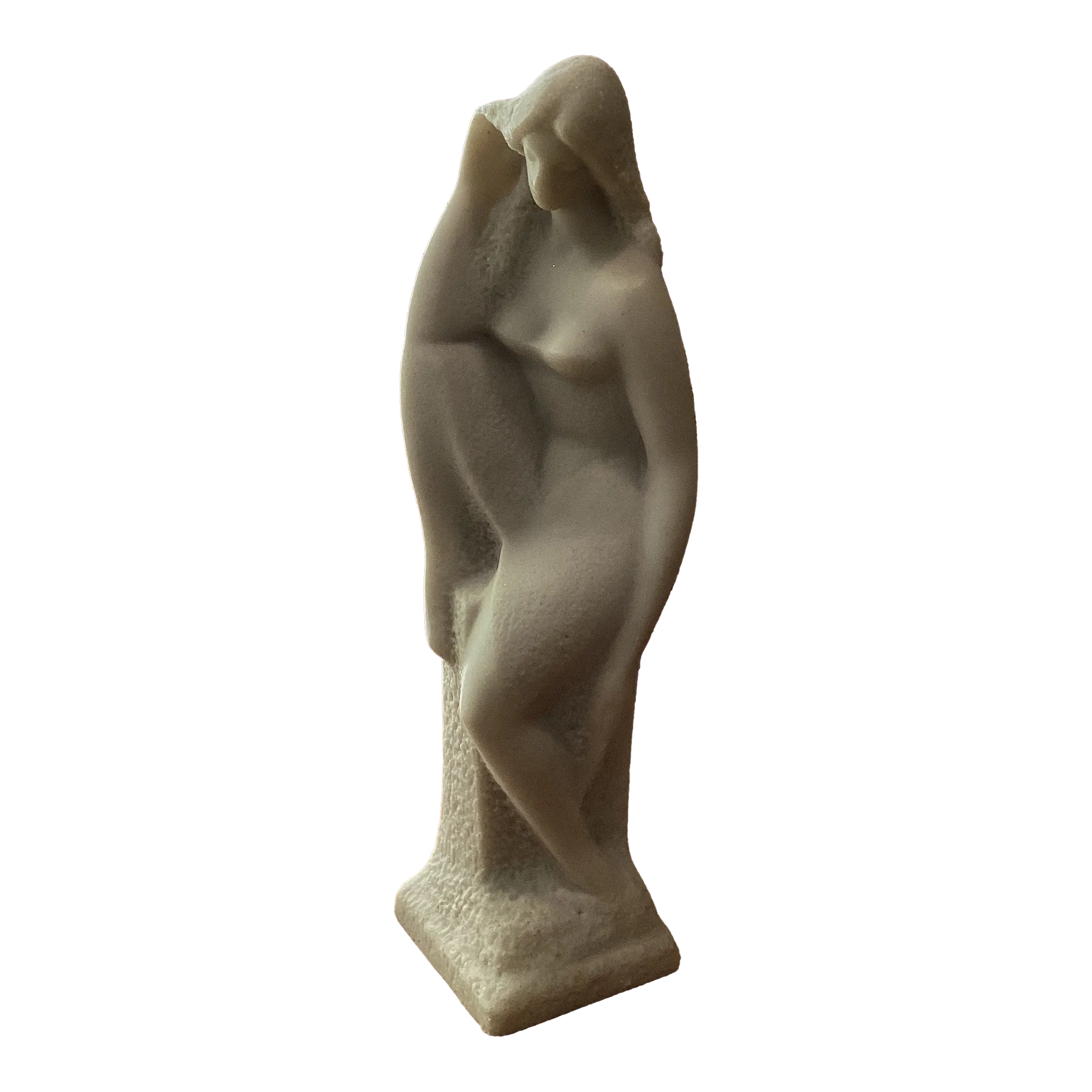 Woman Sitting Original Vintage Modern Cast Marble Stone Composition Sculpture Statue A Nude By