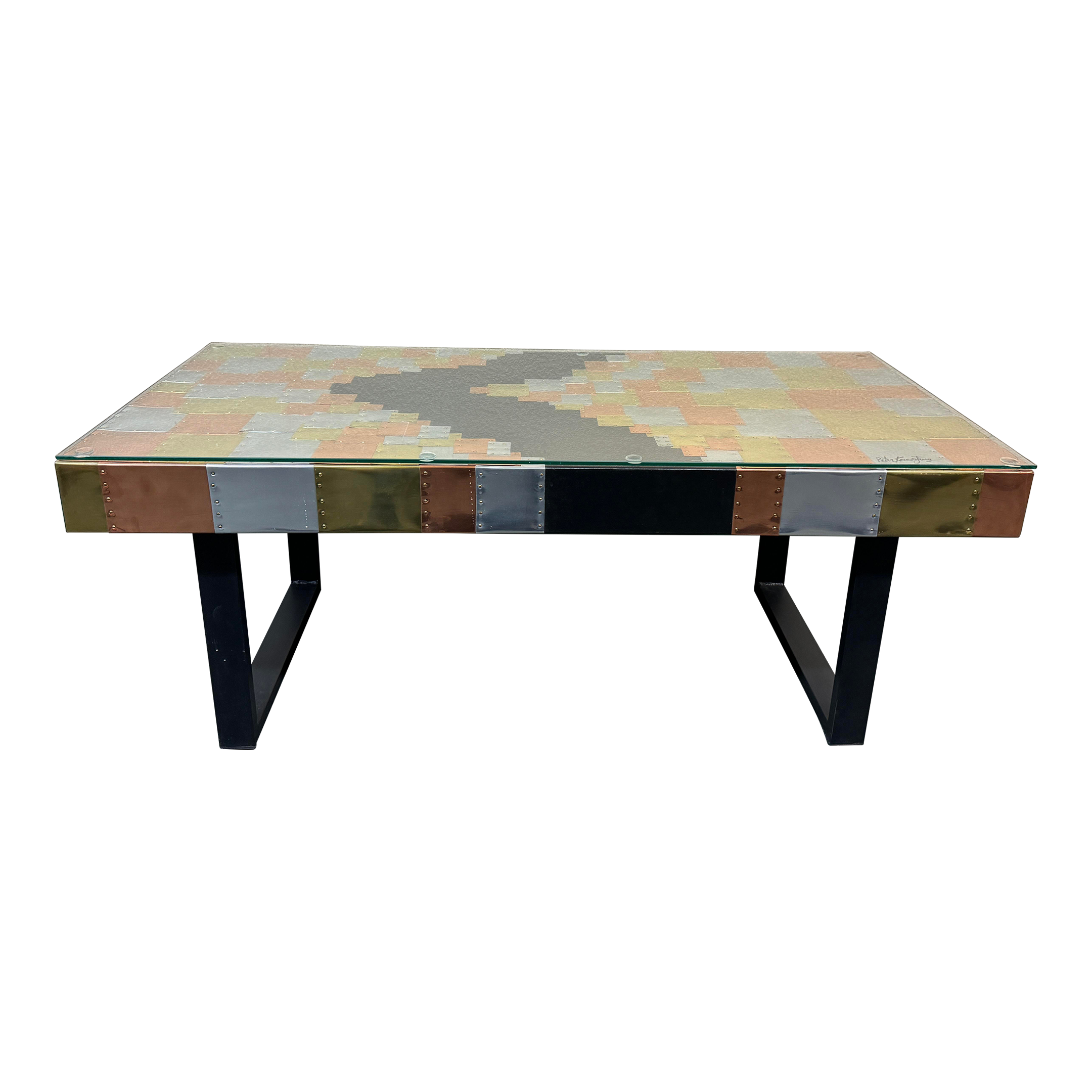 Peter Keresztury Artisan Made Metal Patchwork Coffee Table | Chairish