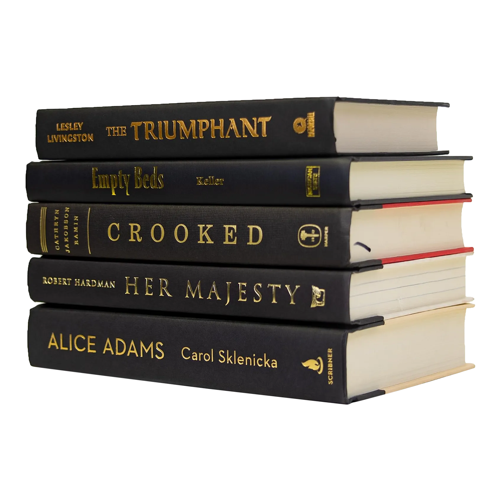 Modern Onyx & Gold Book Stack, S/5 | Chairish