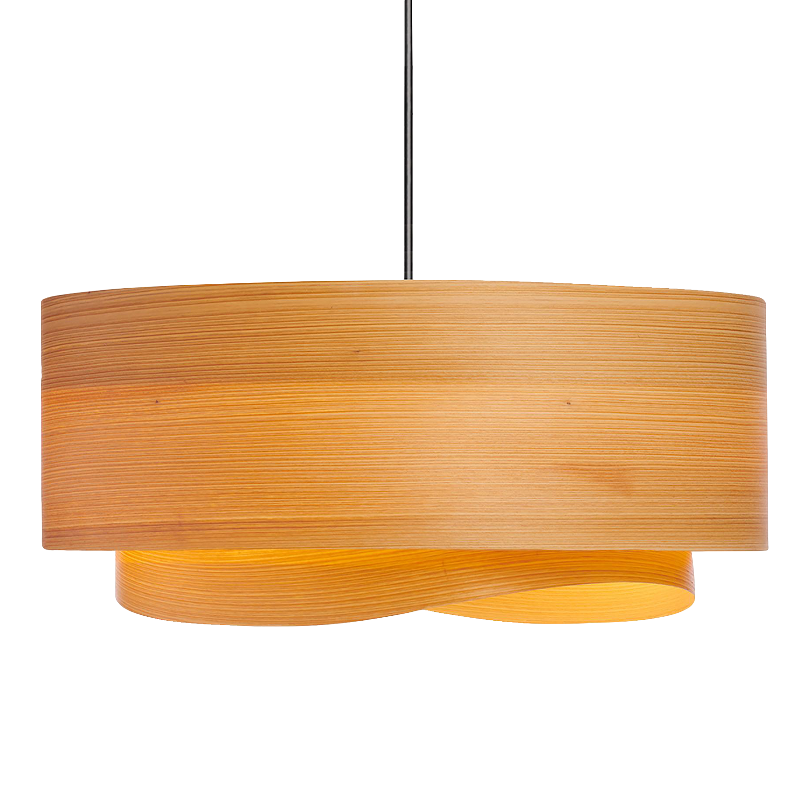 Half Bowen 23" Mid-Century Modern Style Cypress Wood Veneer Pendant ...