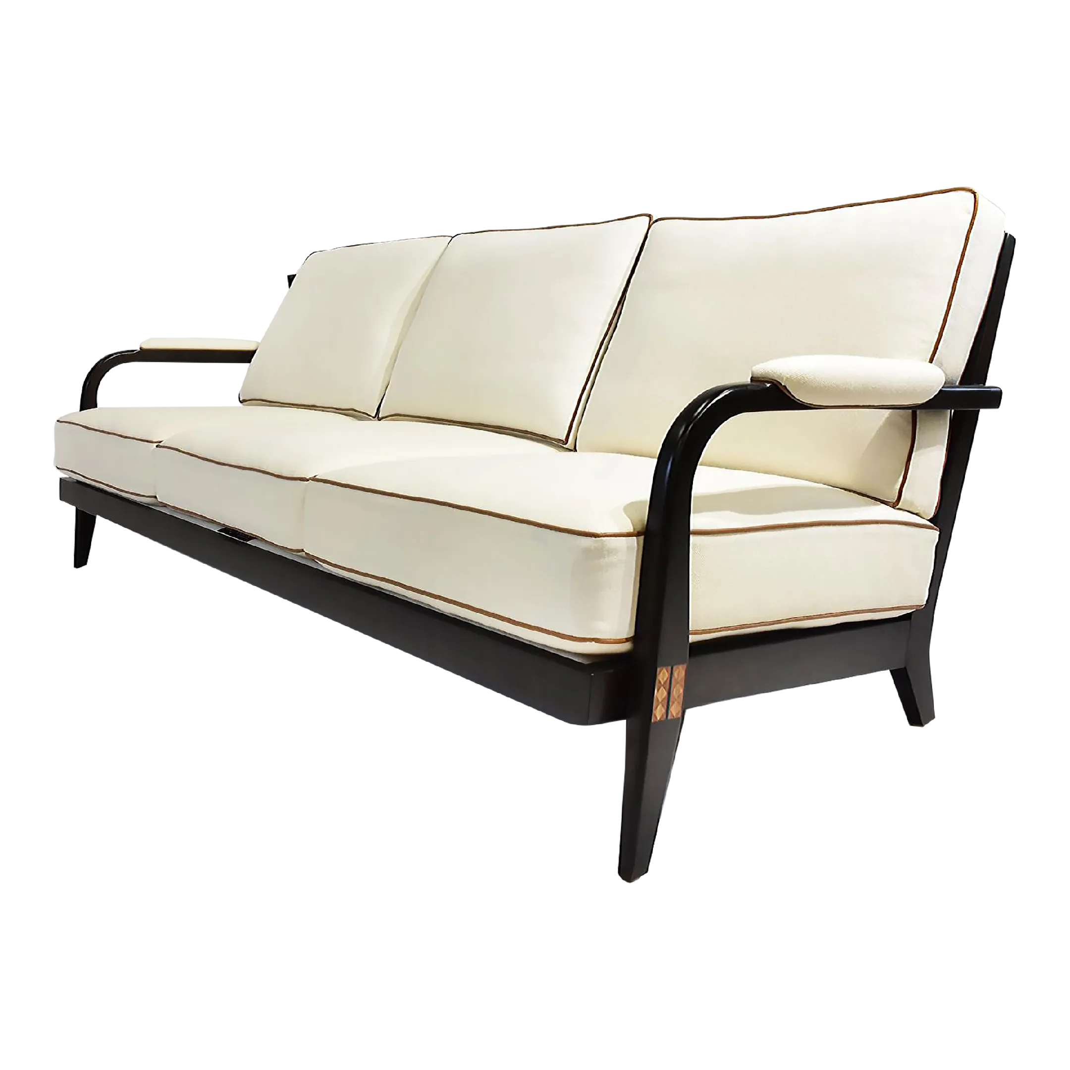 Le June Upholstery 3 Seat Club Havana Sofa Floor Model, Walnut Finished ...