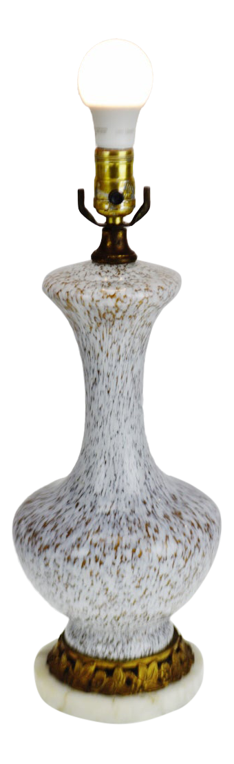 Vintage Reverse Painted Glass Table Lamp W/ Marble Base | Chairish